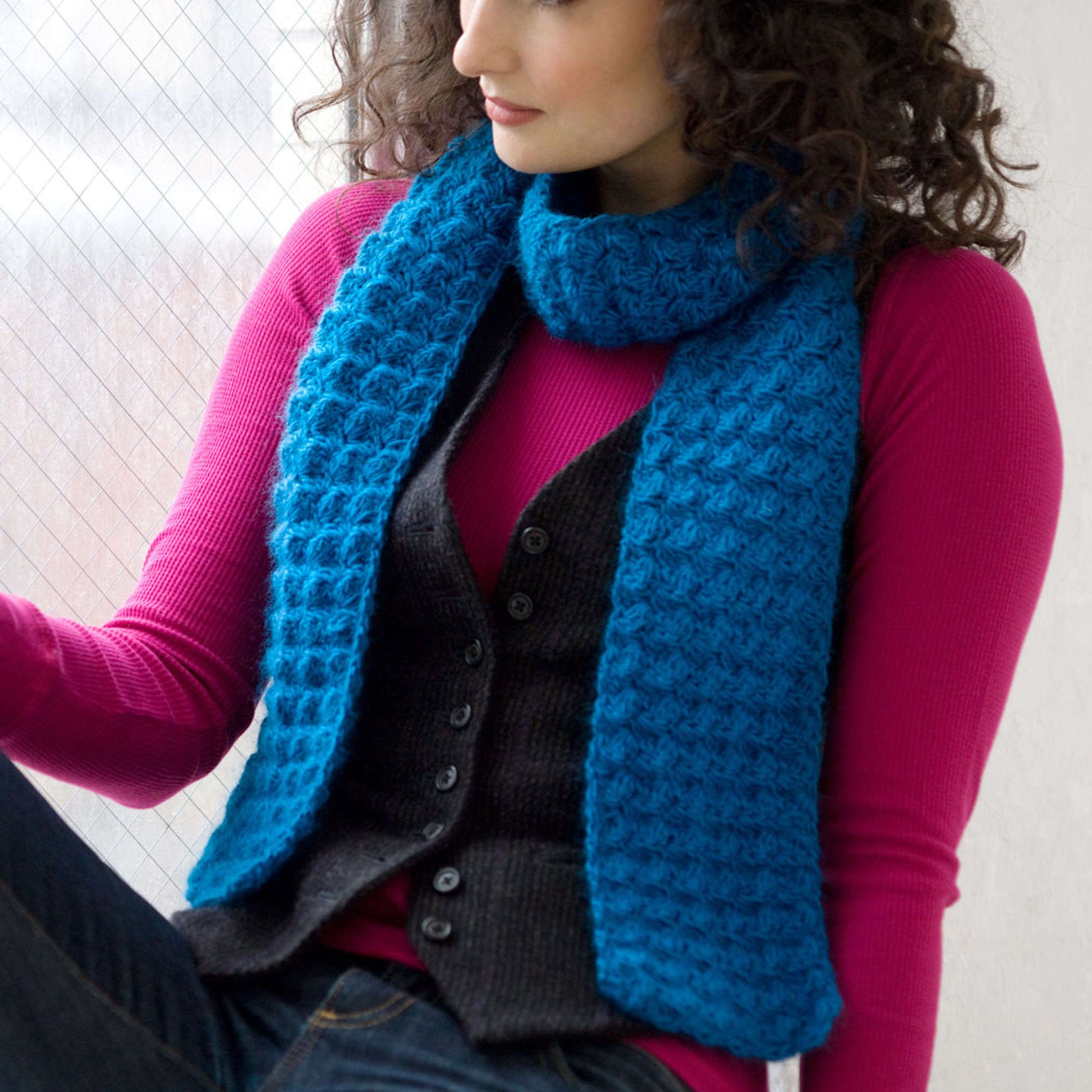 Free Easy Red Heart Puff Stitch Scarf Crochet Pattern | Yarnspirations
