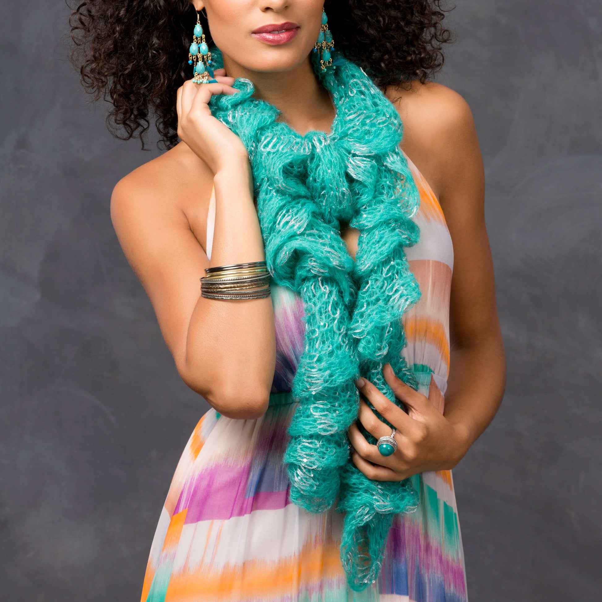 Free Easy Red Heart Sparkling Sea Scarf Crochet Pattern | Yarnspirations