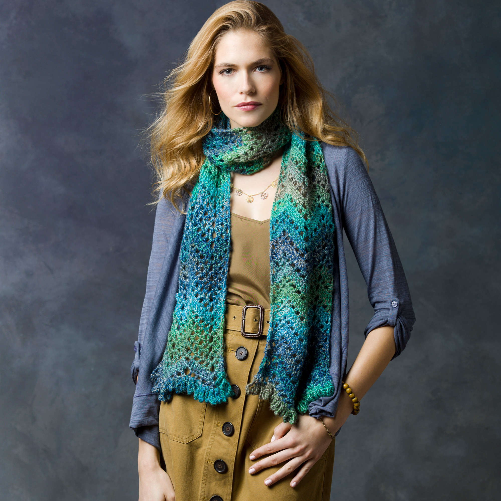 Free Easy Red Heart Shore Thing Scarf Crochet Pattern | Yarnspirations