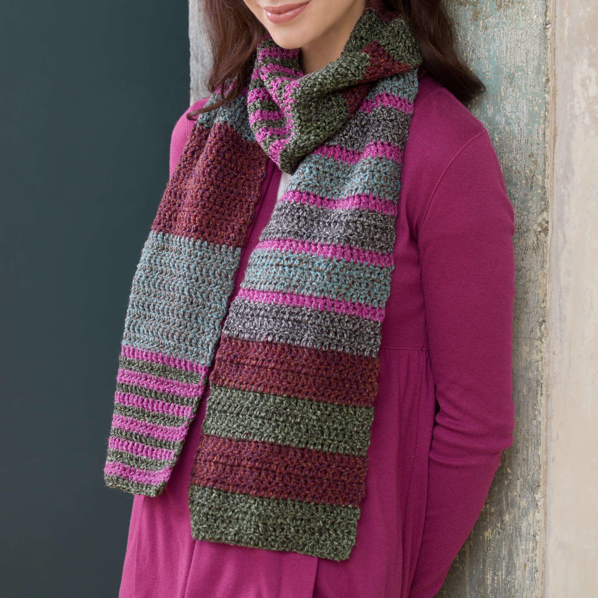 Free Red Heart Easy Striped Scarf Pattern | Yarnspirations