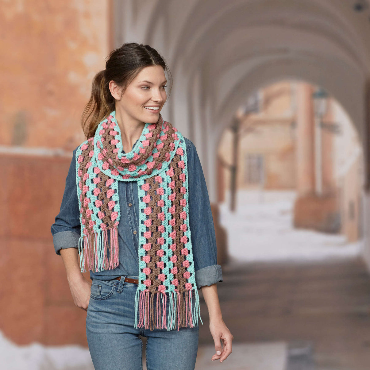 Free Easy Red Heart Neapolitan Scarf Crochet Pattern | Yarnspirations