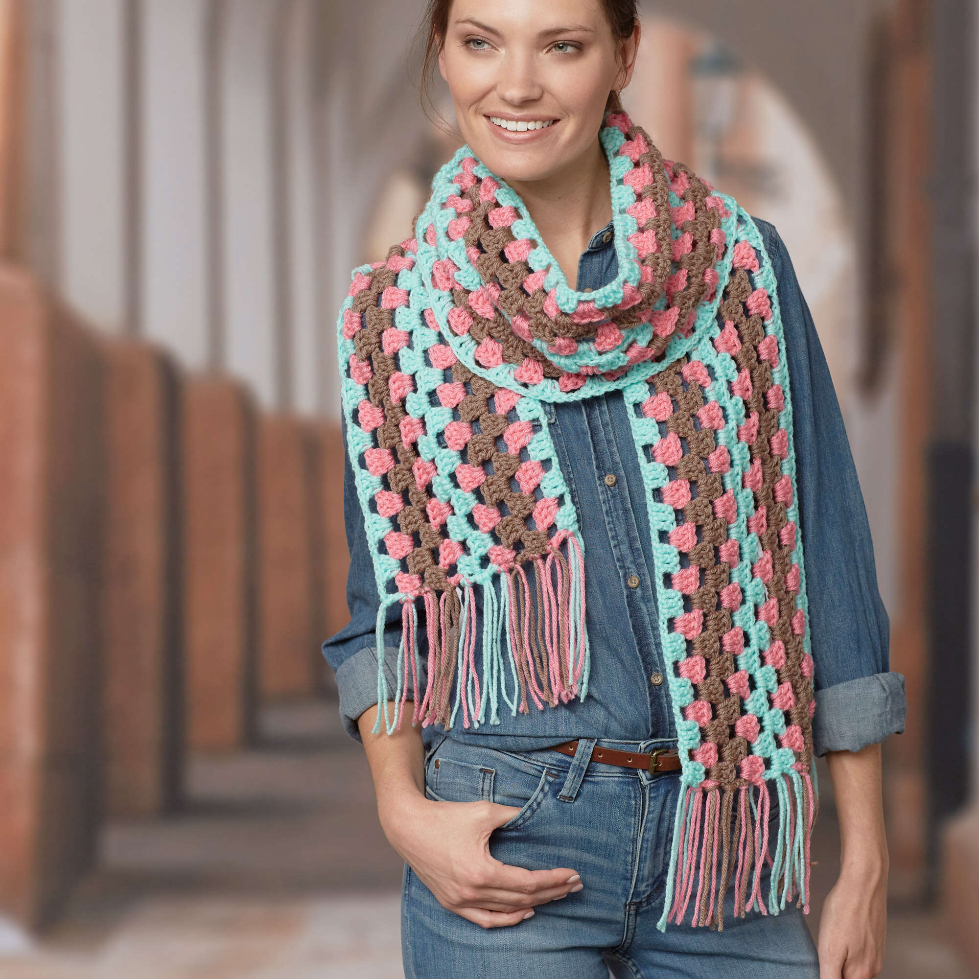 Free Easy Red Heart Neapolitan Scarf Crochet Pattern | Yarnspirations