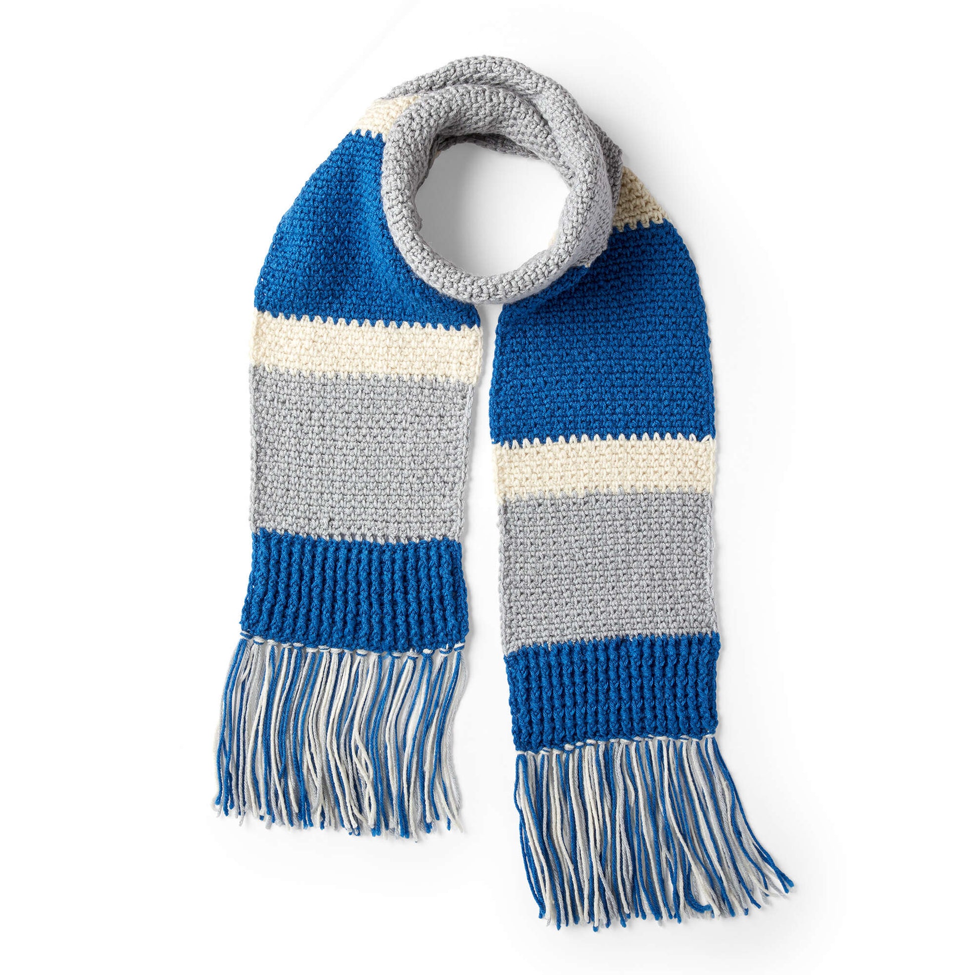 Free Easy Red Heart Classic Striped Scarf Crochet Pattern | Yarnspirations