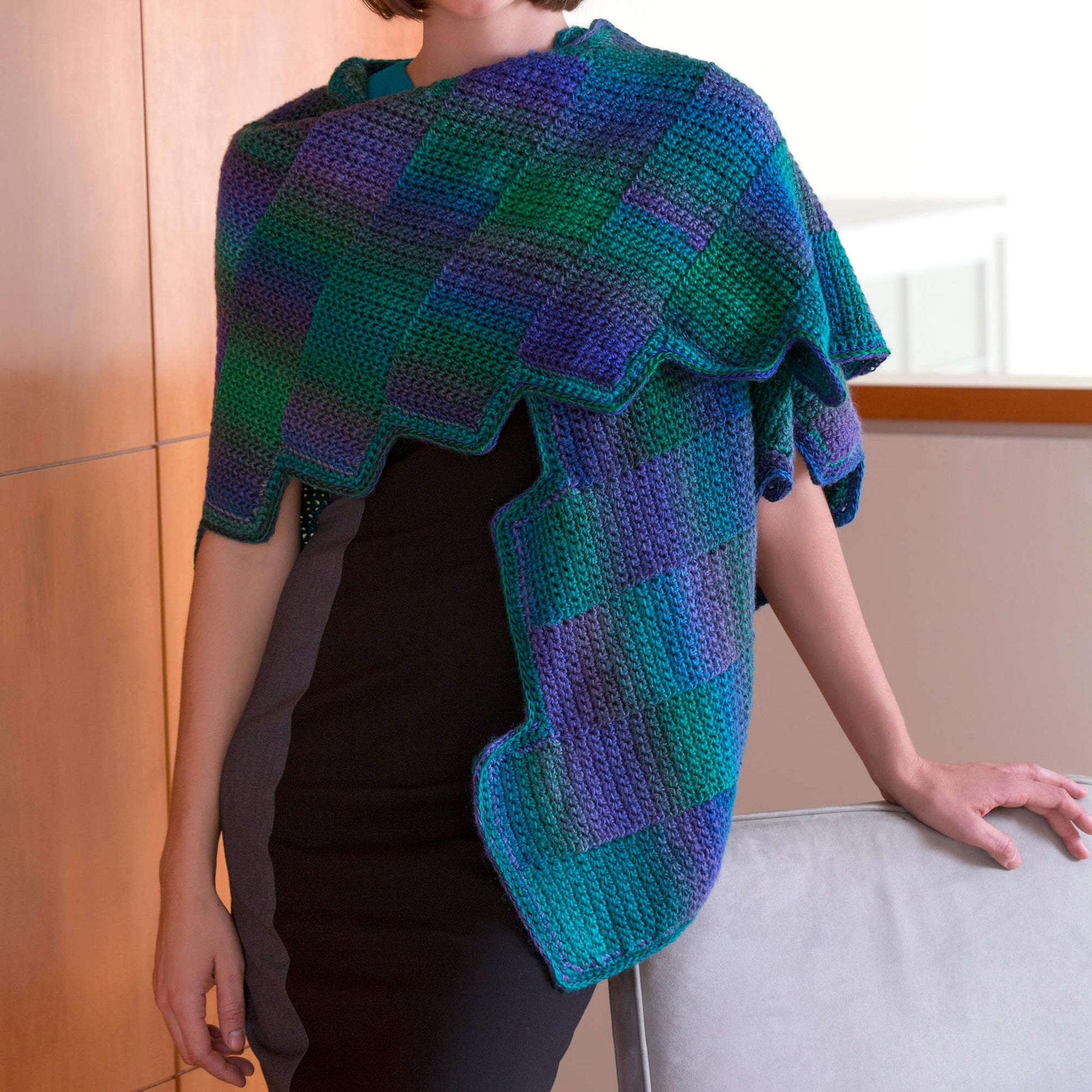 Free Red Heart Crocheted Gradient Strips Shawl Crochet Pattern ...