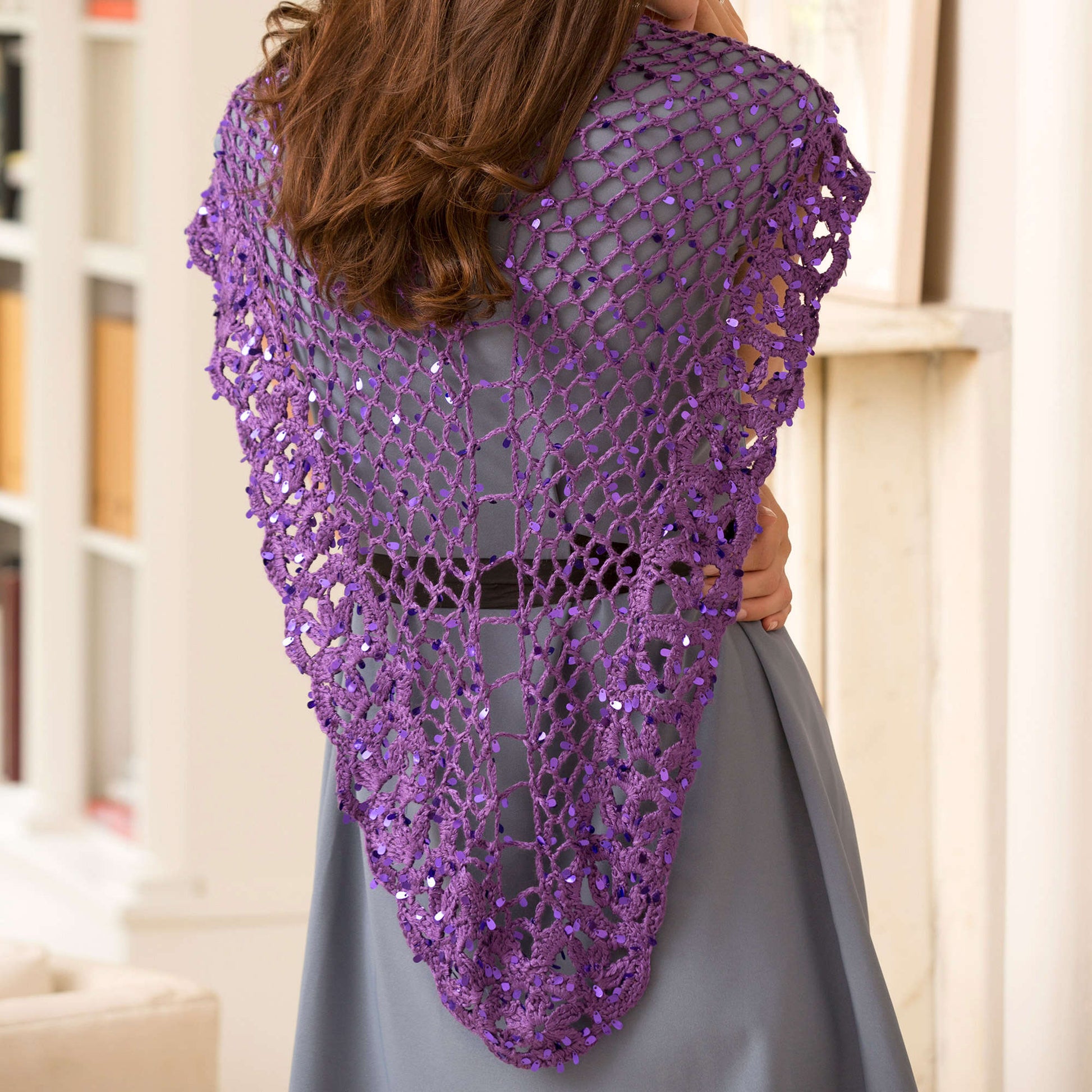 Free Red Heart All the Glamour Shawl Crochet Pattern | Yarnspirations