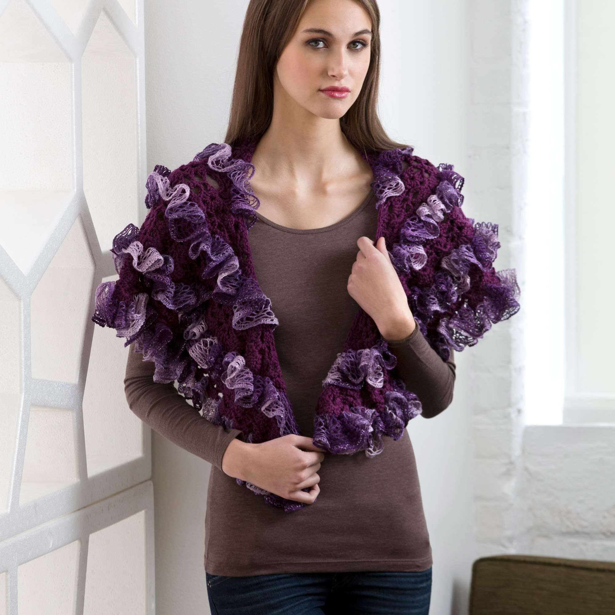 Free Red Heart Crescent Shawl Crochet Pattern | Yarnspirations