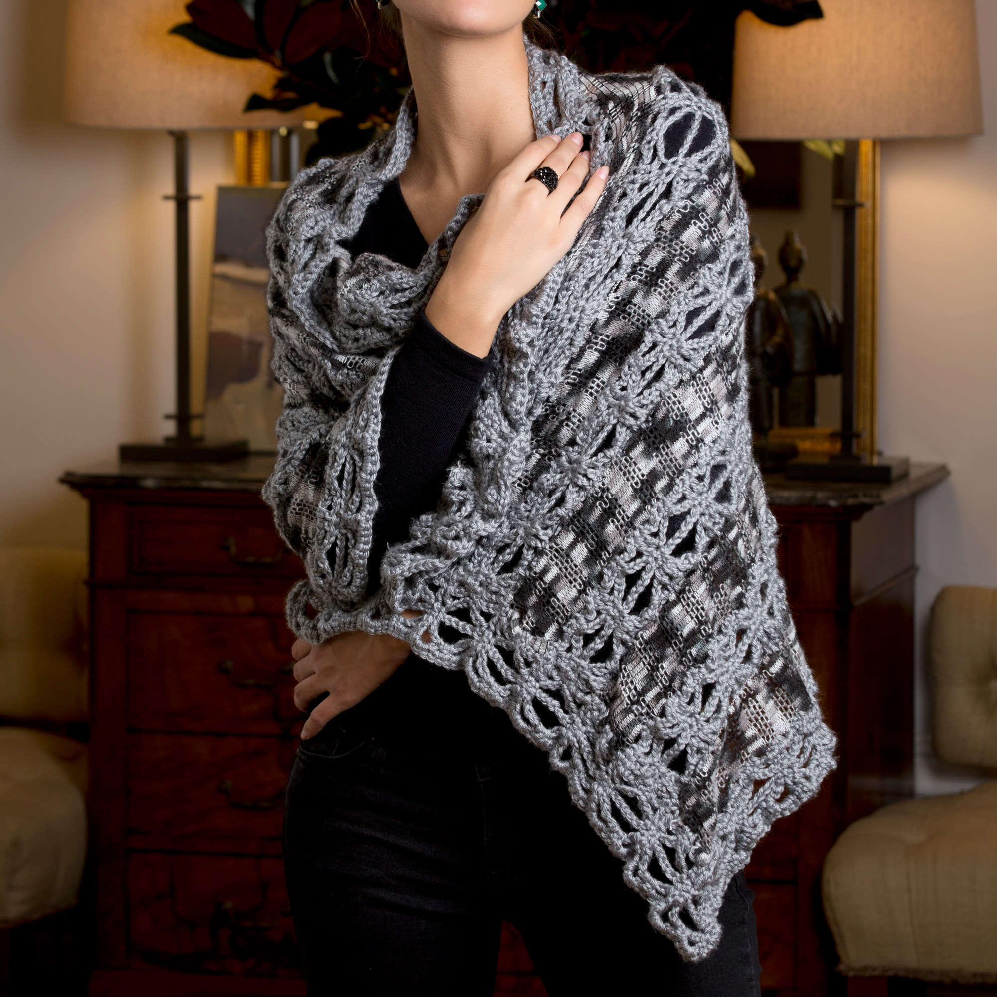 Free Red Heart Ribbon Shawl Crochet Pattern | Yarnspirations