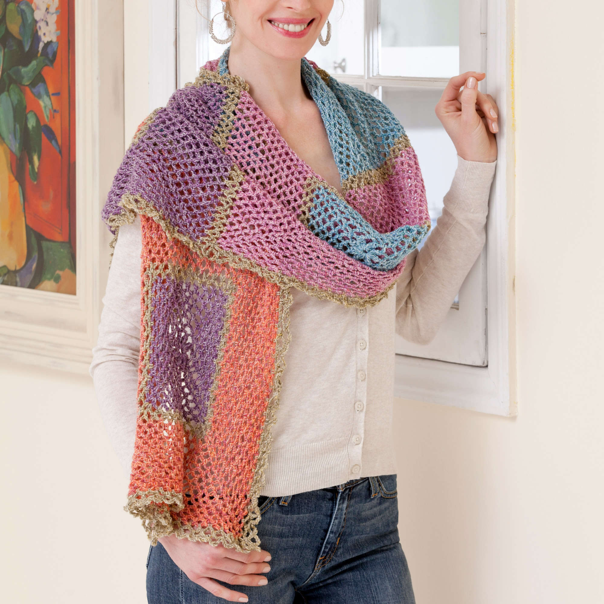 Free Easy Red Heart Wrap Me Shawl Crochet Pattern | Yarnspirations