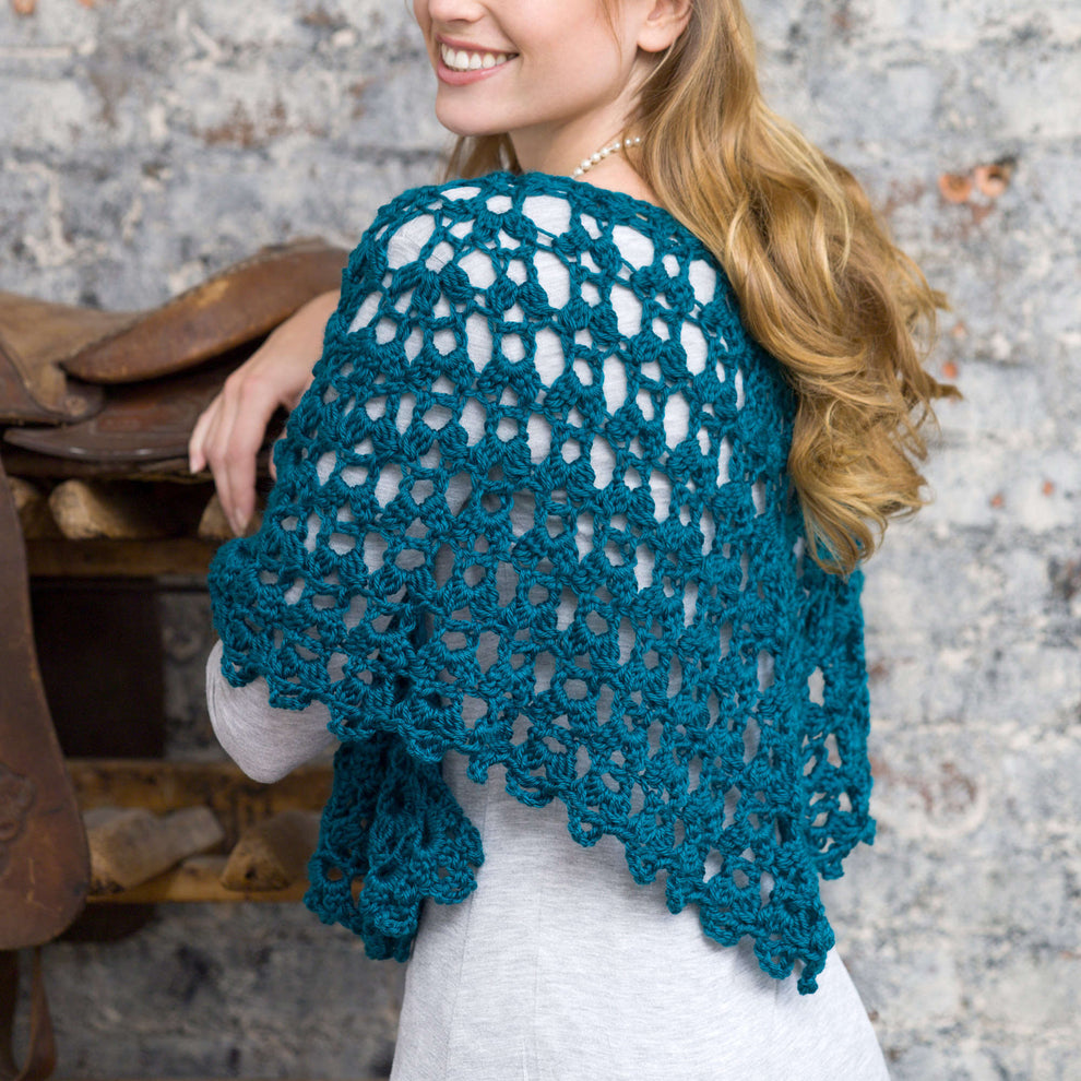 Free Easy Red Heart Graceful Shell Shawl Crochet Pattern | Yarnspirations