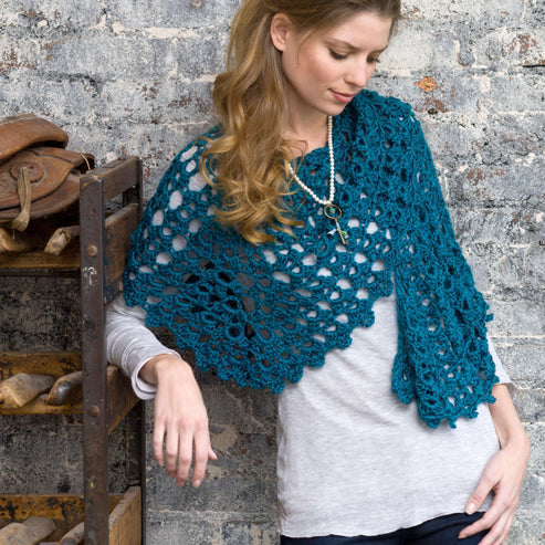 Free Easy Red Heart Graceful Shell Shawl Crochet Pattern | Yarnspirations