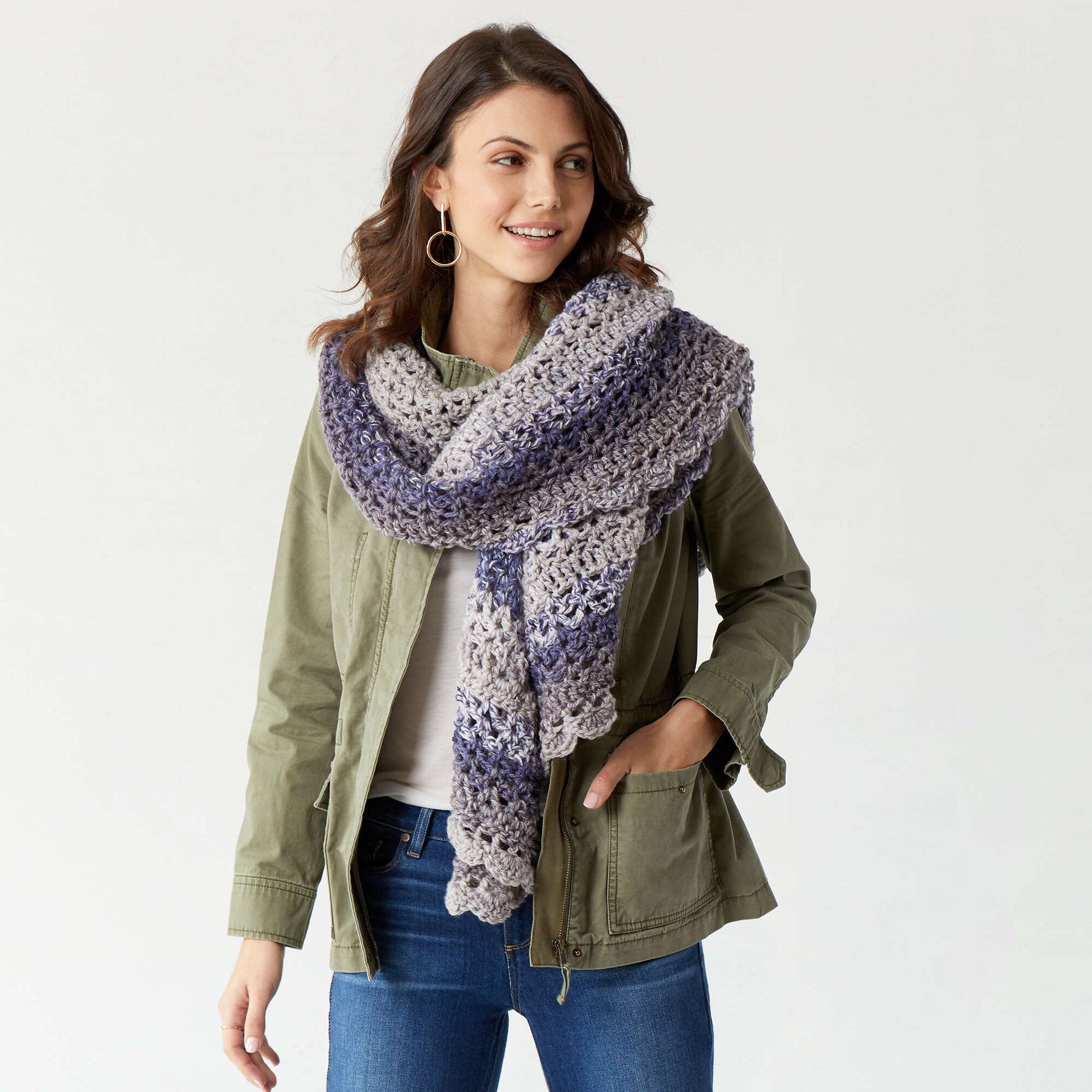 Free Easy Red Heart Oversized Style Shawl Crochet Pattern | Yarnspirations