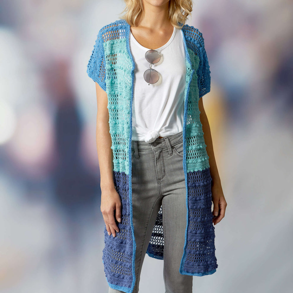 Free Red Heart Long Lacy Cardi Crochet Pattern | Yarnspirations