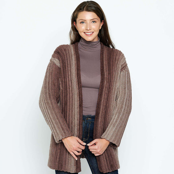 Free Easy Red Heart Ribbed Cardigan Crochet Pattern | Yarnspirations