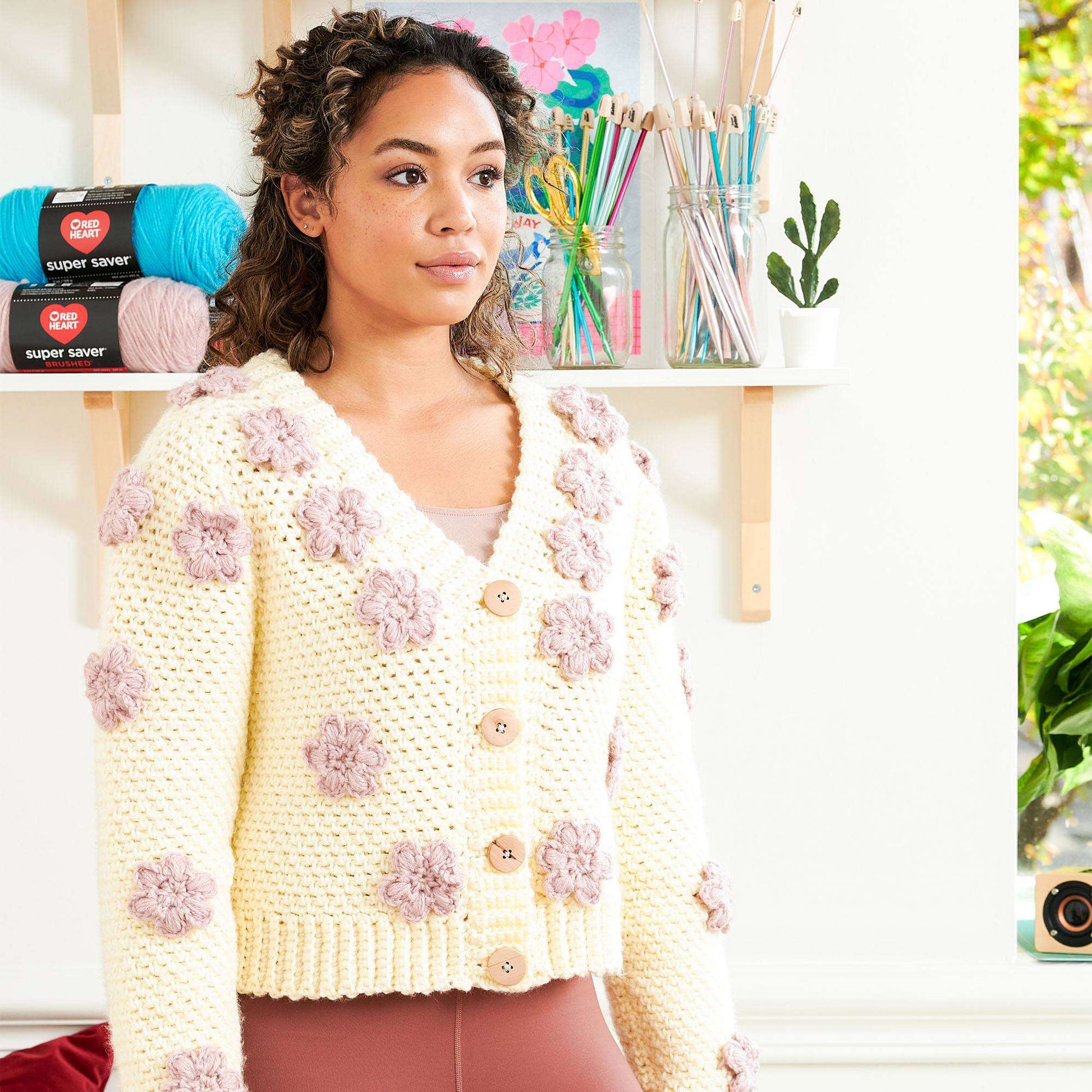 Free Easy Red Heart Flower Passion Cardigan Crochet Pattern ...