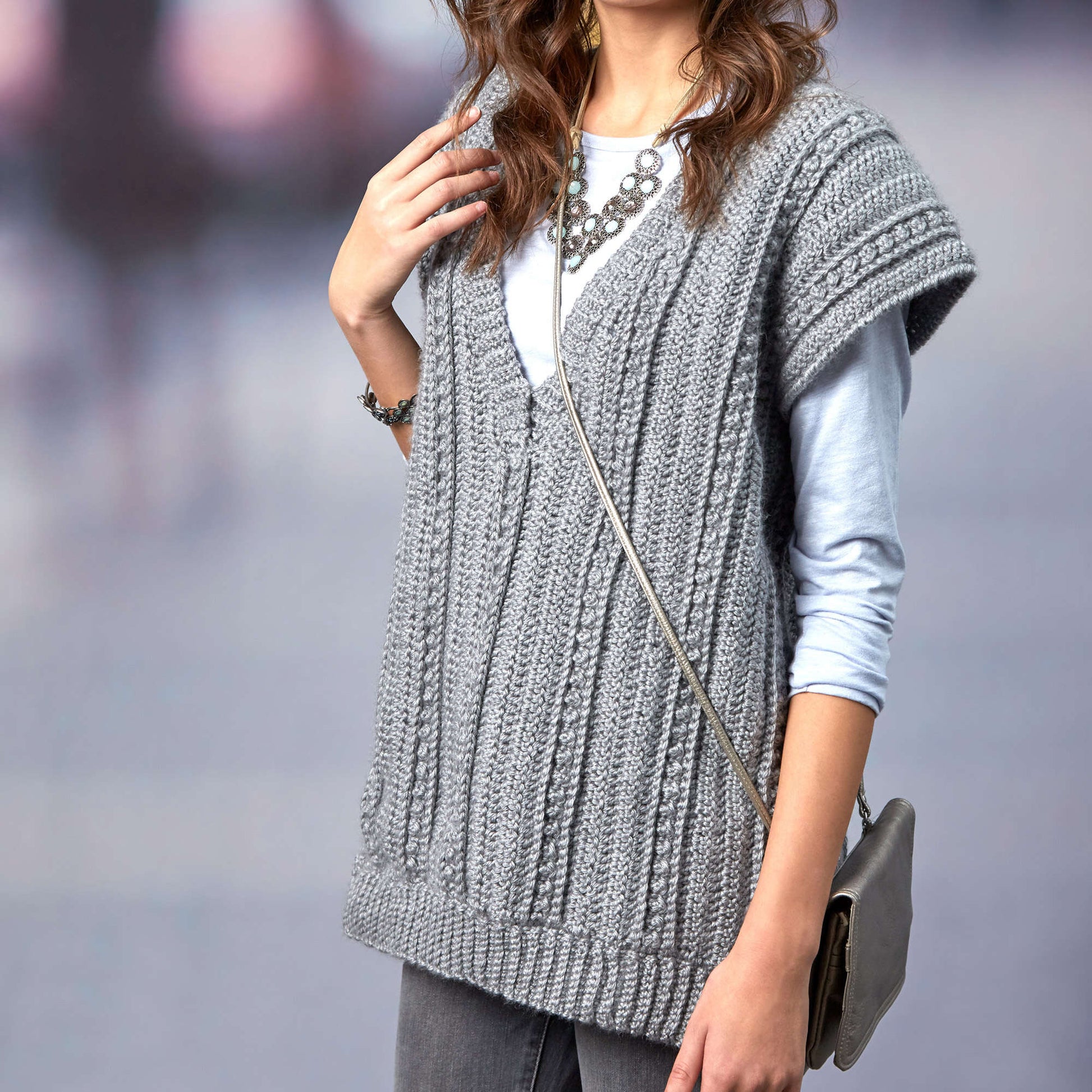 Free Red Heart Deep Vee Vest Crochet Pattern | Yarnspirations