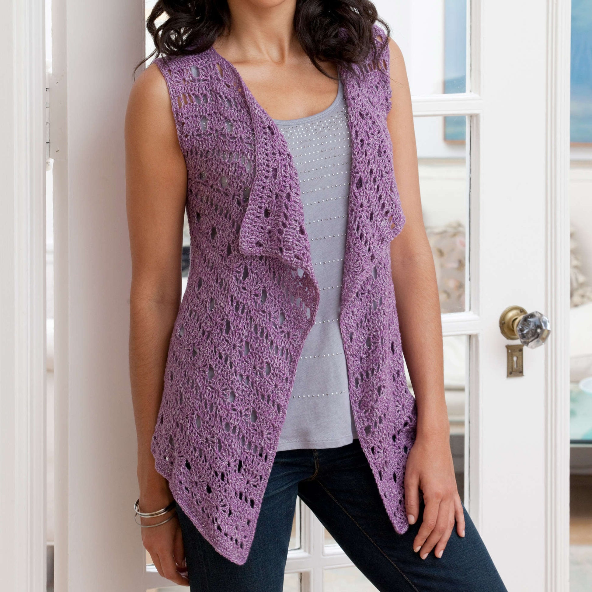 Free Easy Red Heart Drapey Vest Crochet Pattern | Yarnspirations