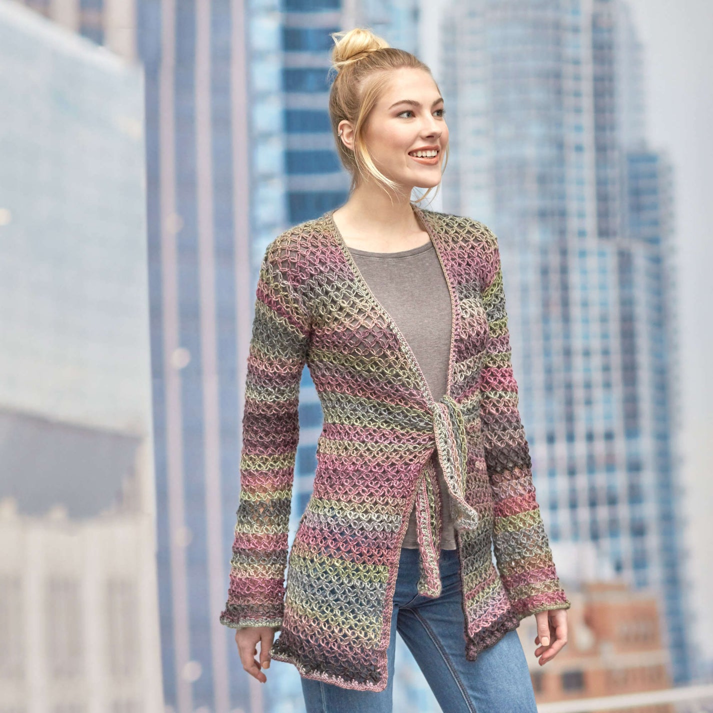 Red Heart Tie-Front Lover's Knot Jacket | Yarnspirations