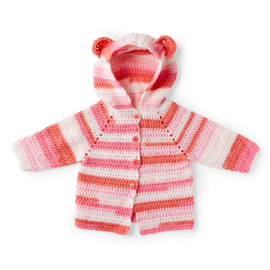 Free Easy Red Heart Baby Bear Hoodie Crochet Pattern | Yarnspirations