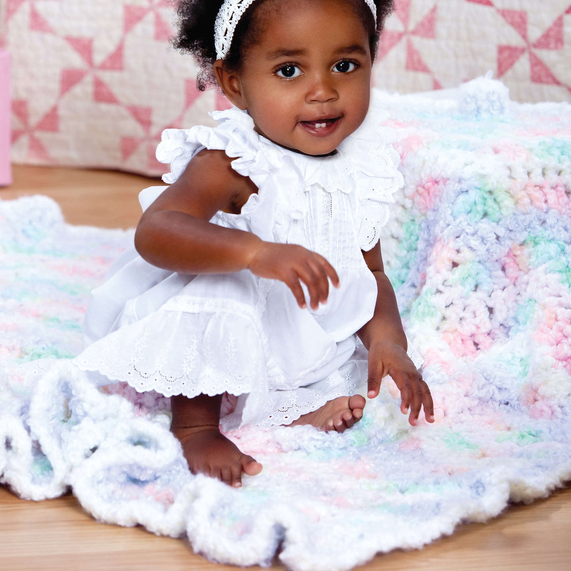 Red Heart On A Cloud Ripple Crochet Blanket | Yarnspirations