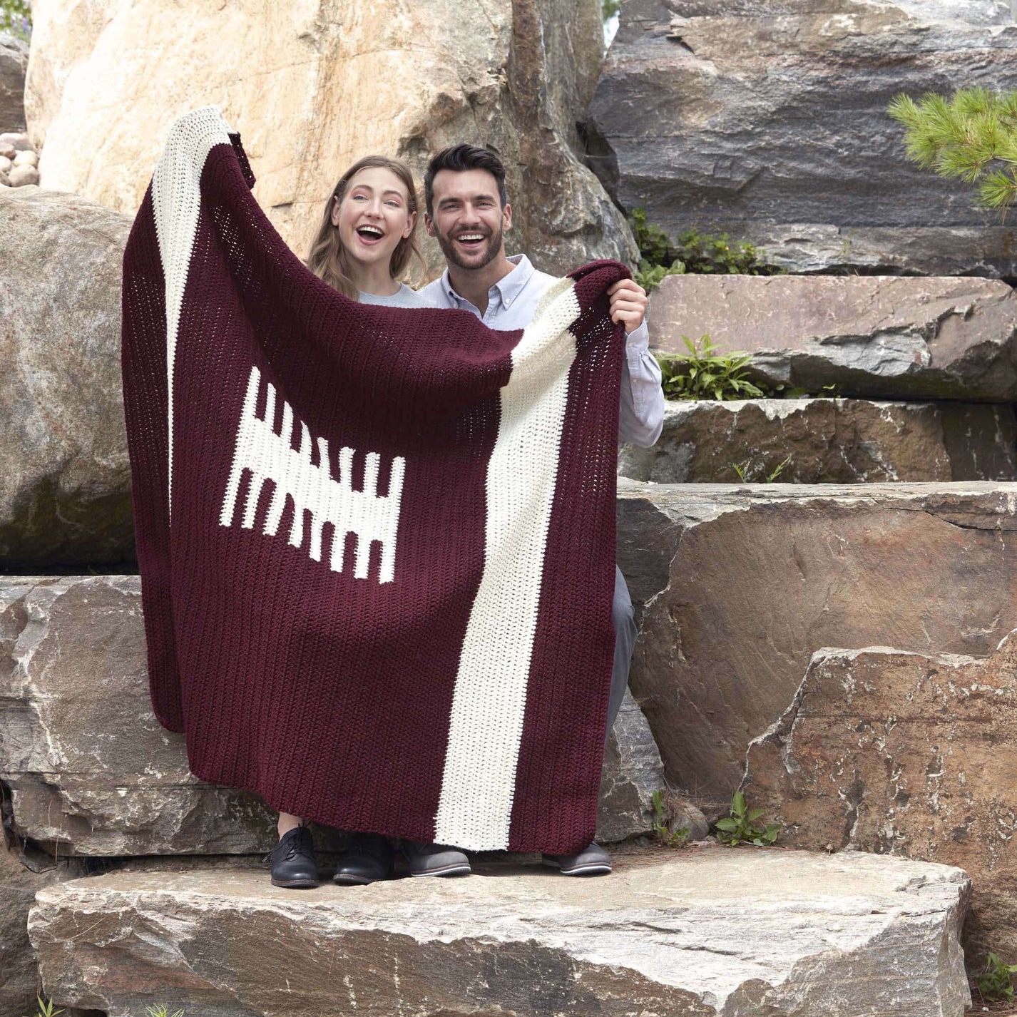 Free Easy Red Heart Football Lover's Throw Crochet Pattern | Yarnspirations