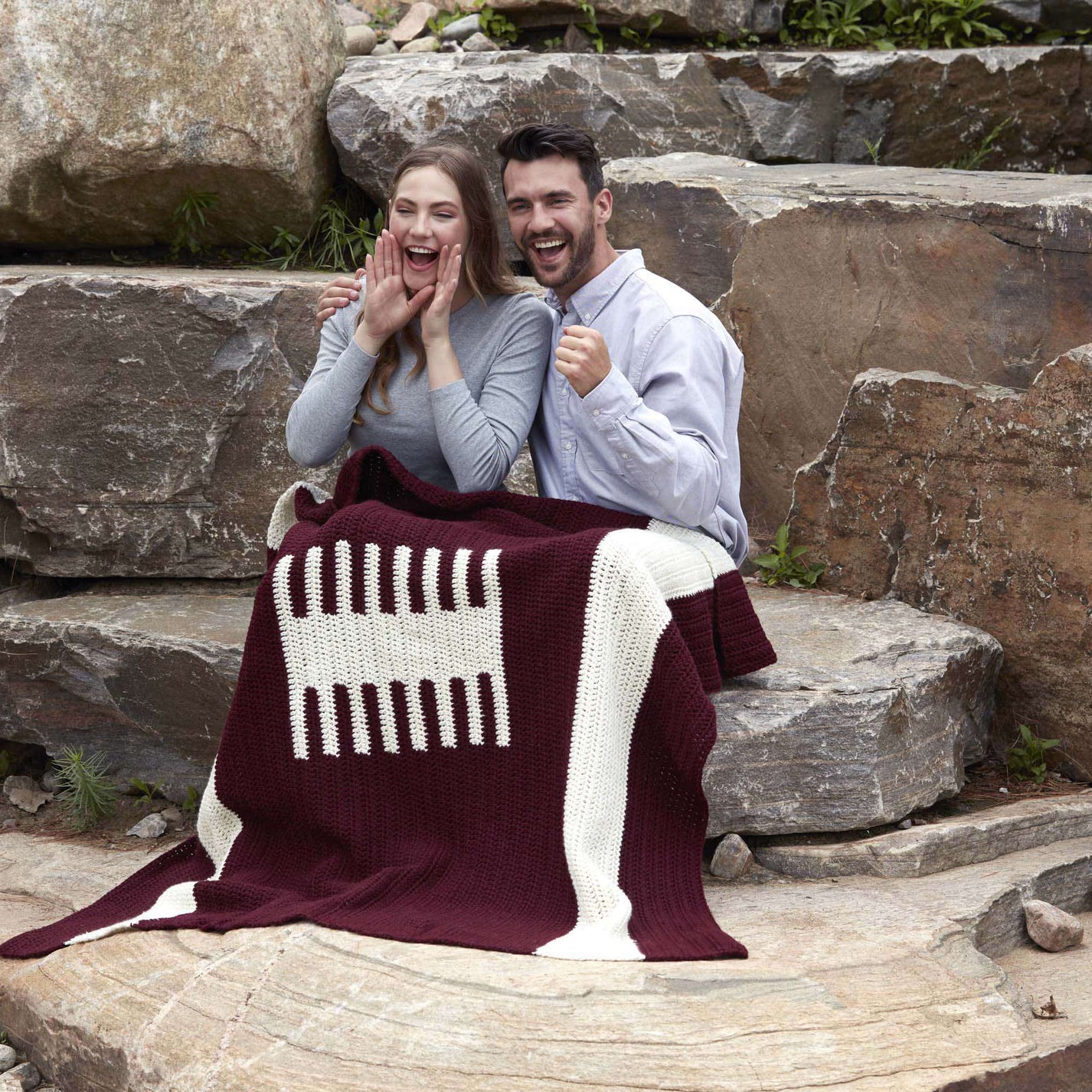 Free Easy Red Heart Football Lover's Throw Crochet Pattern | Yarnspirations