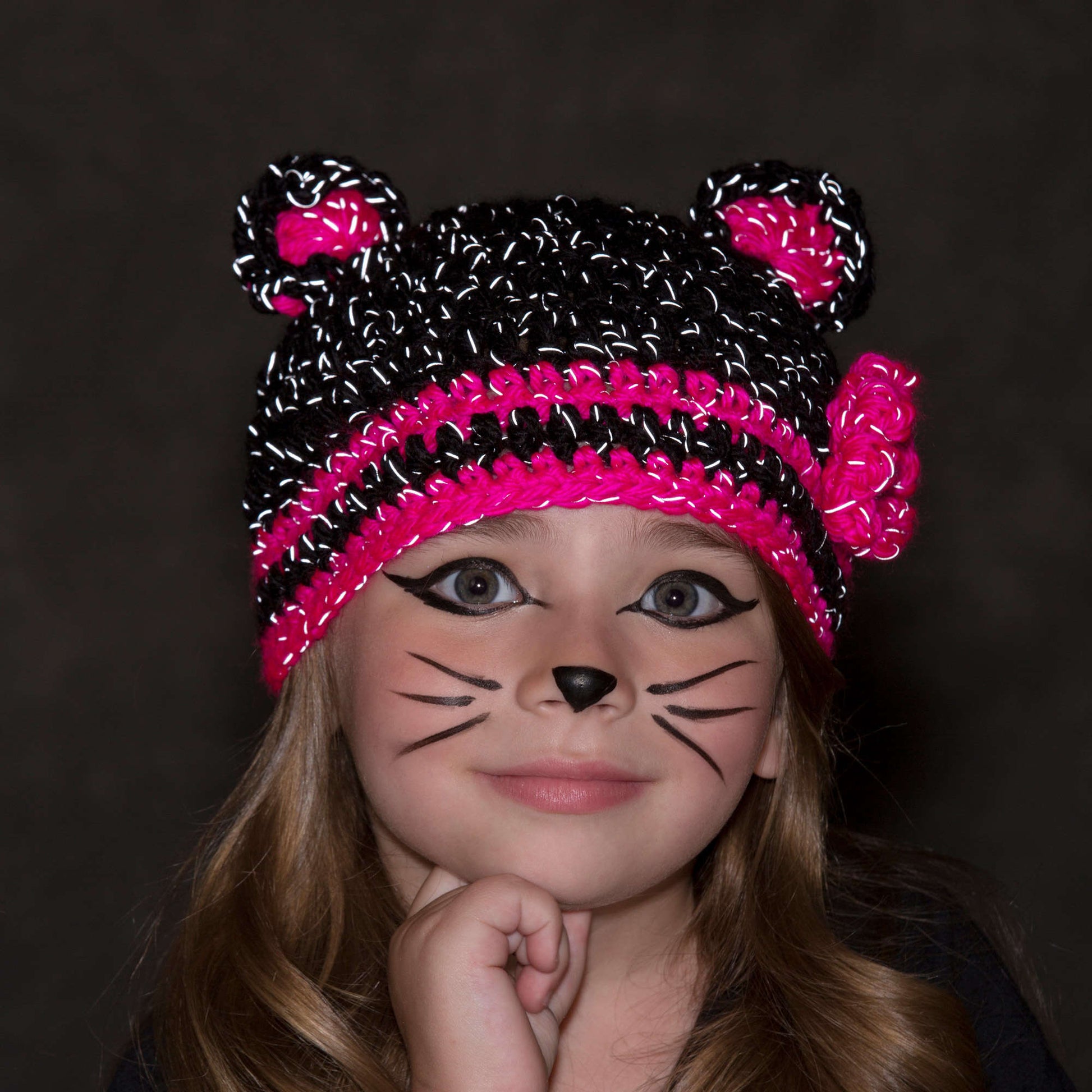 Free Easy Red Heart Glam Black Cat Hat Crochet Pattern | Yarnspirations