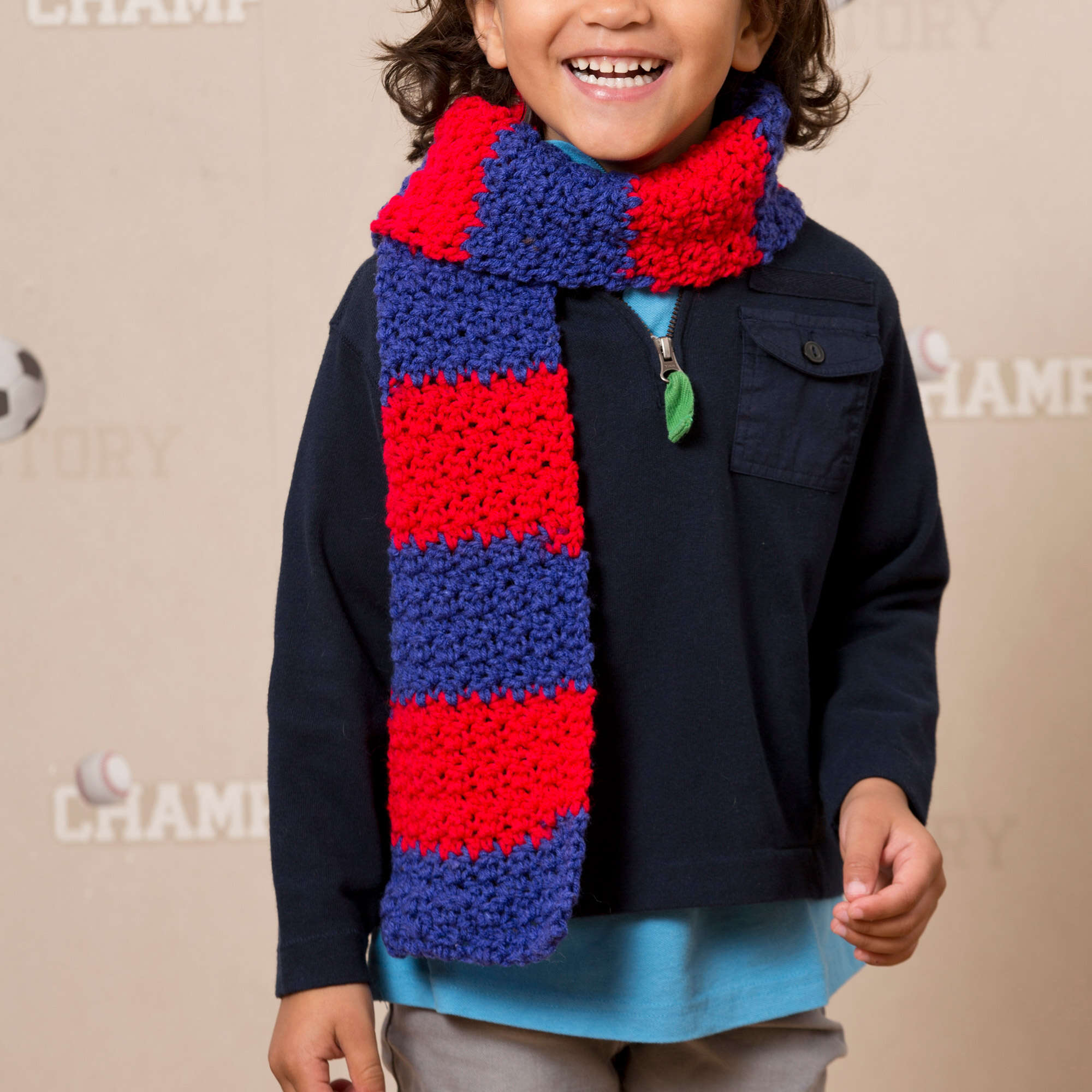 Free Easy Red Heart Sports Fever Scarf Crochet Pattern | Yarnspirations