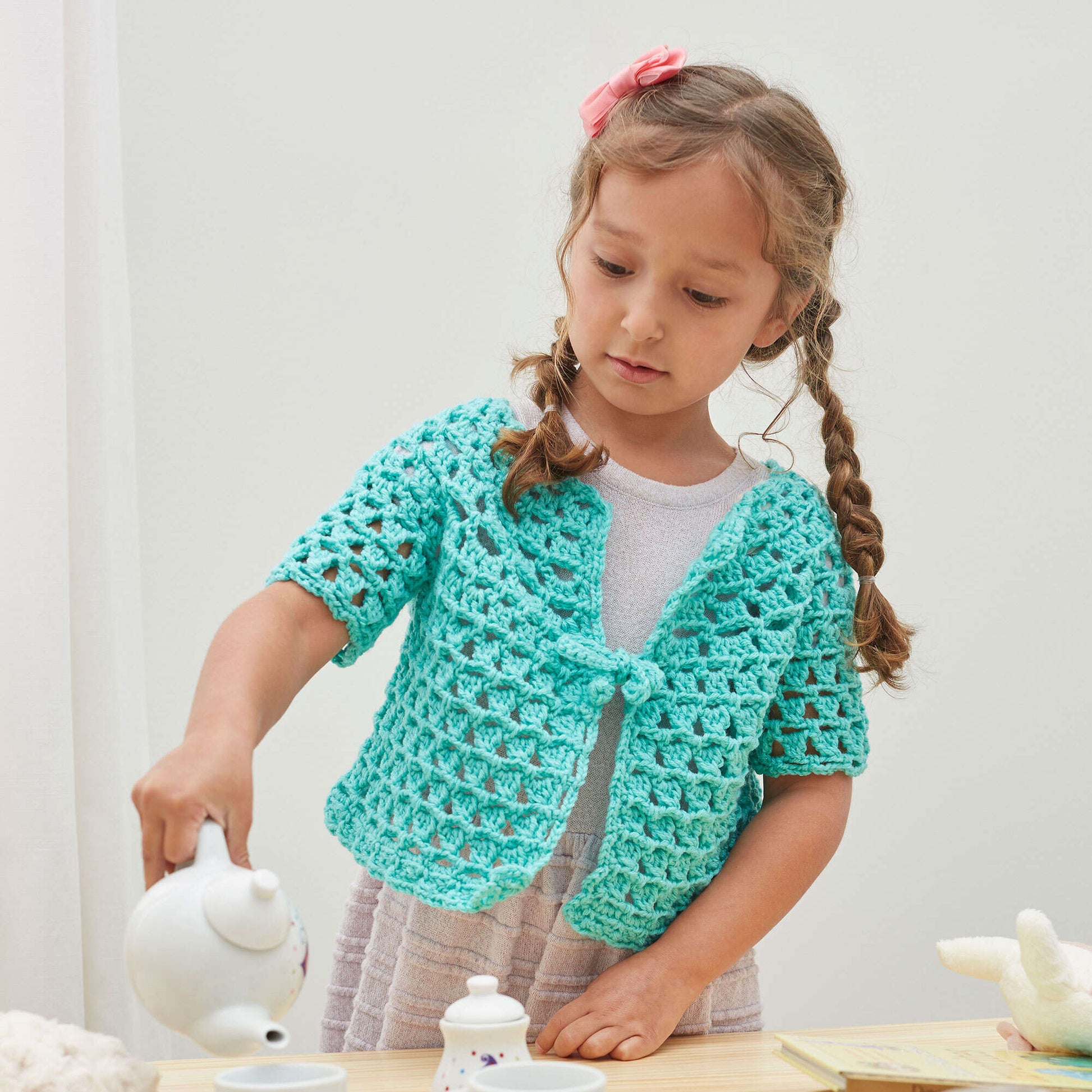 Free Red Heart Tea Party Crochet Cardigan Pattern | Yarnspirations