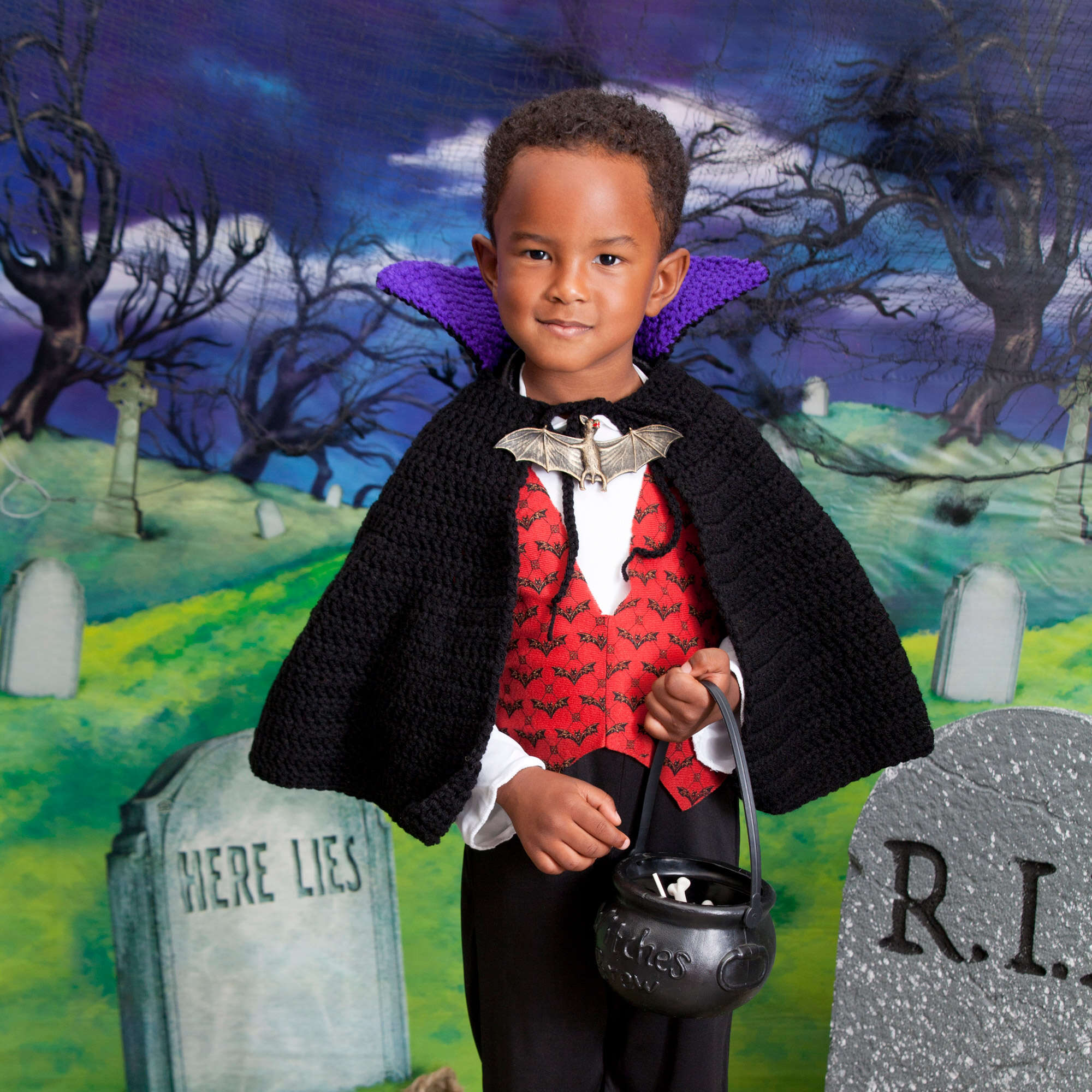 Free Easy Red Heart Young Vampire Cape Crochet Pattern | Yarnspirations