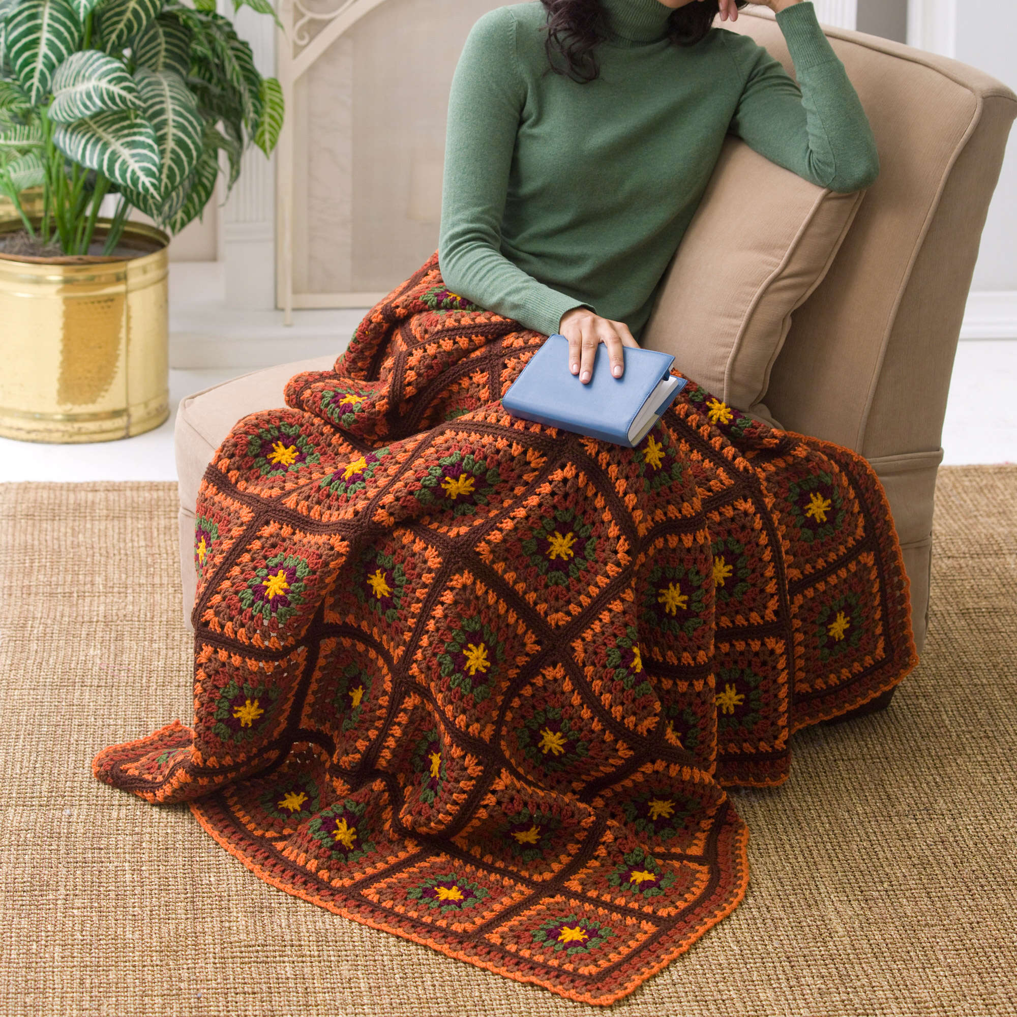 Free Easy Red Heart Autumn Beauty Throw Crochet Pattern | Yarnspirations