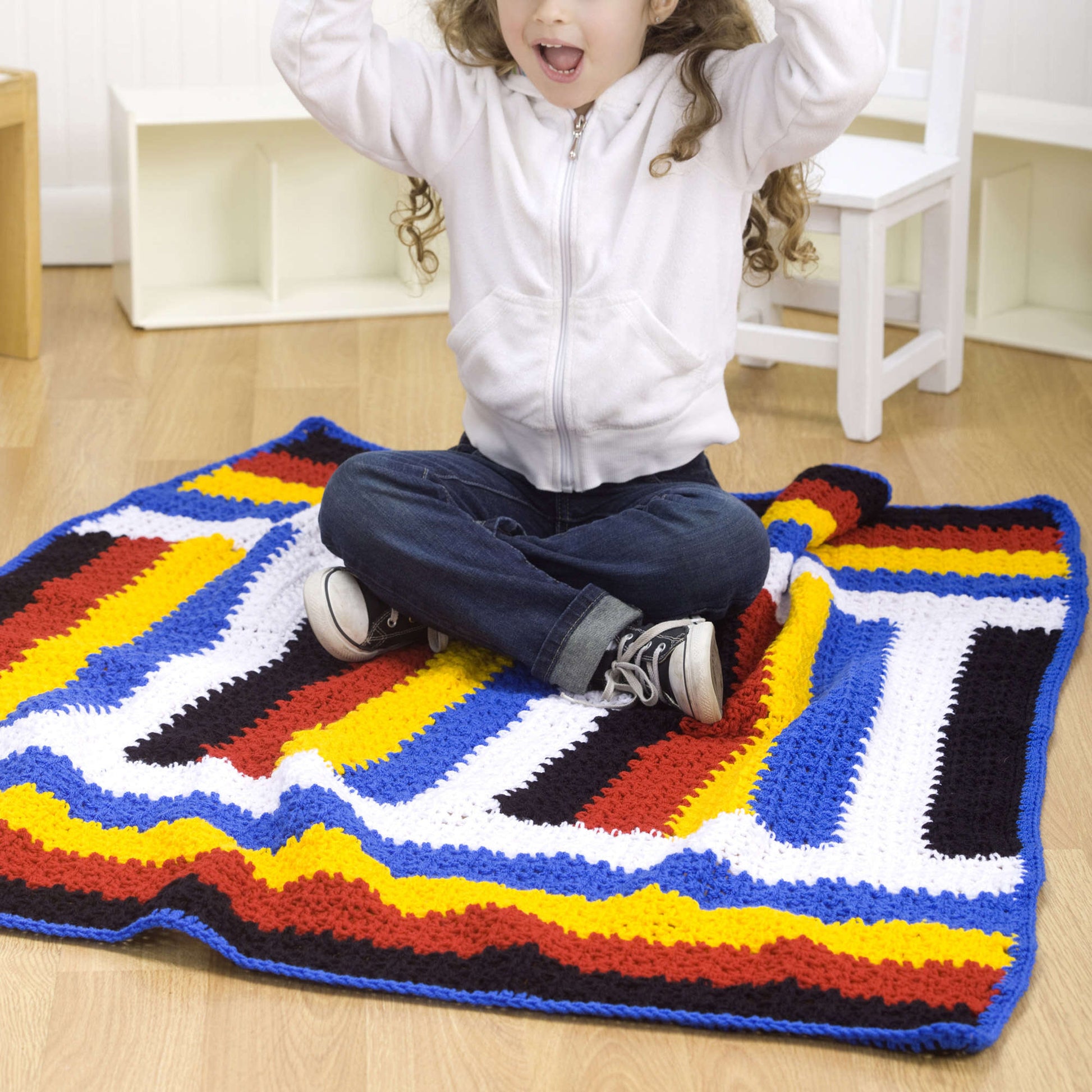 Free Easy Red Heart Kid's Stripes Throw Crochet Pattern | Yarnspirations