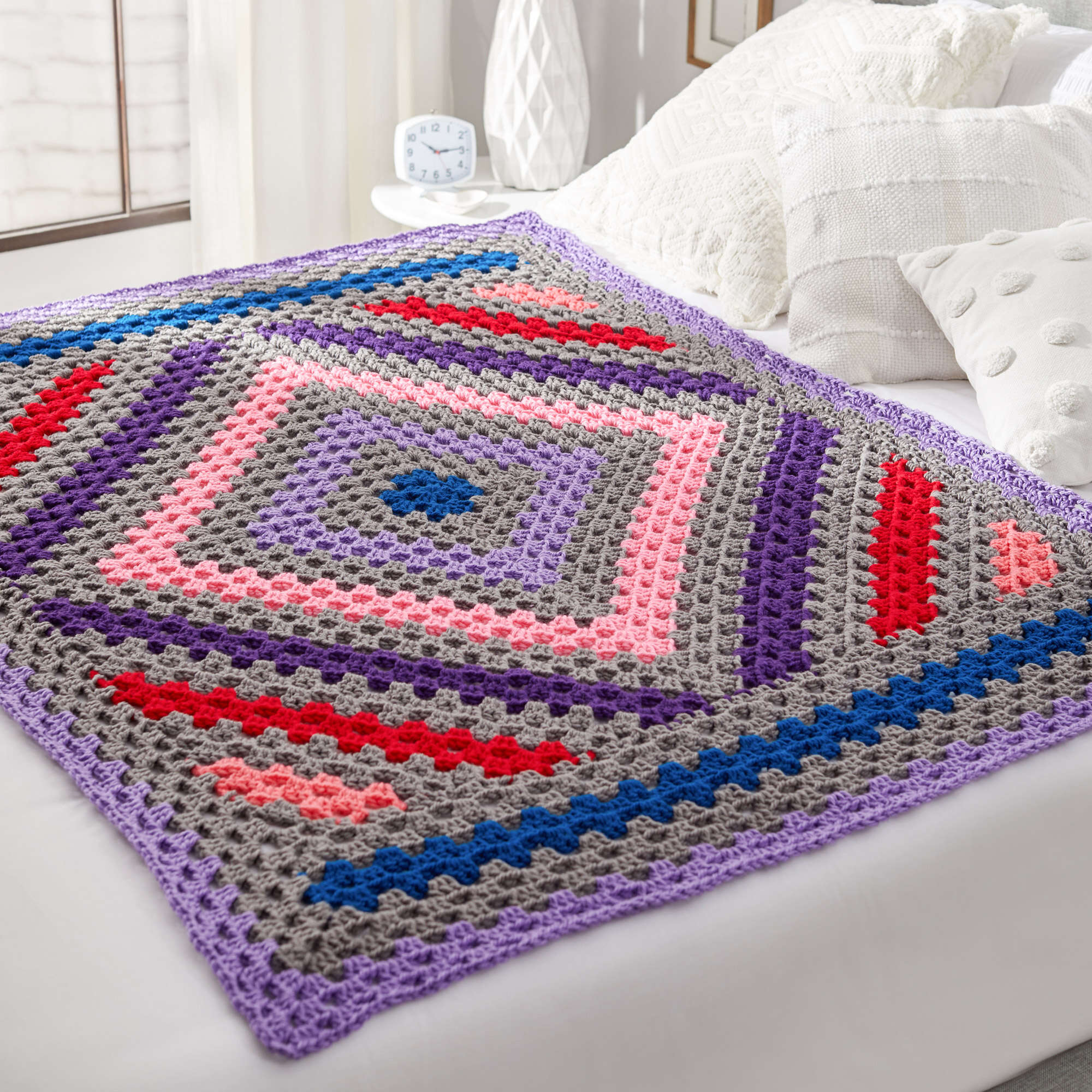 Free Easy Red Heart Diamond In the Rough Throw Crochet Pattern ...