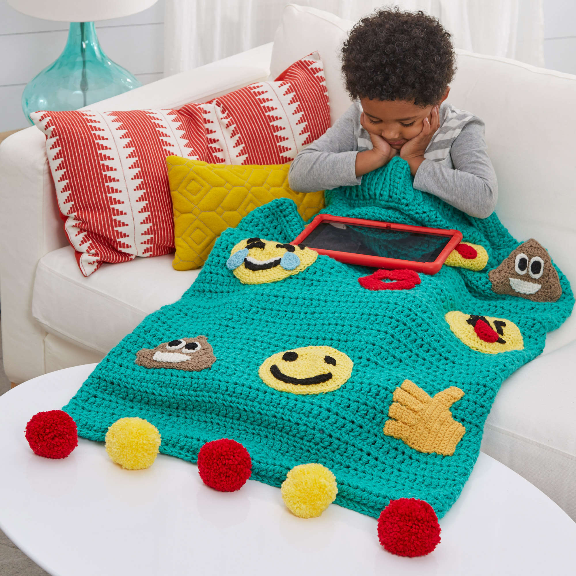 Free Easy Red Heart Emoji Snuggle Sack Crochet Pattern | Yarnspirations
