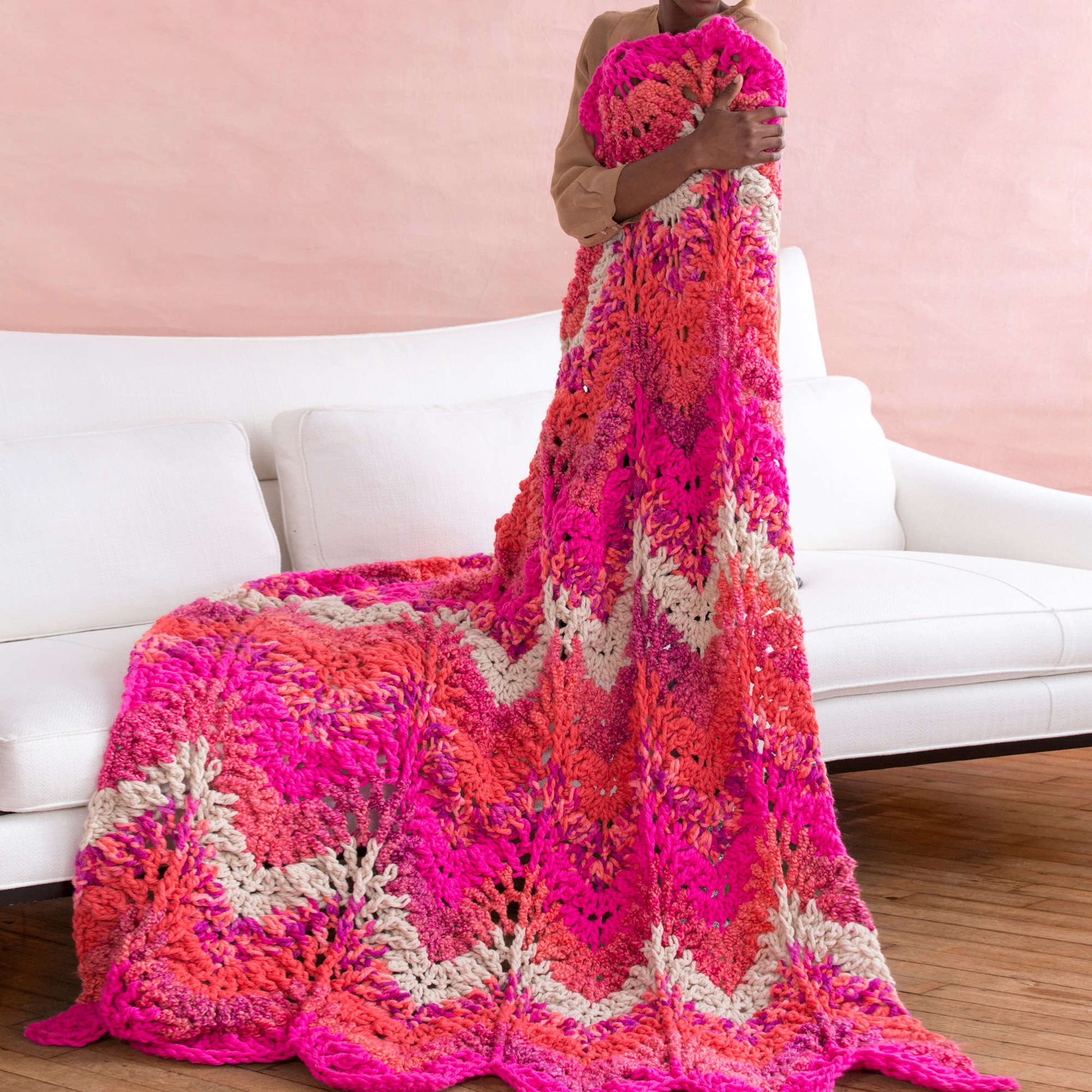 Free Easy Red Heart Retro Throw Crochet Pattern | Yarnspirations