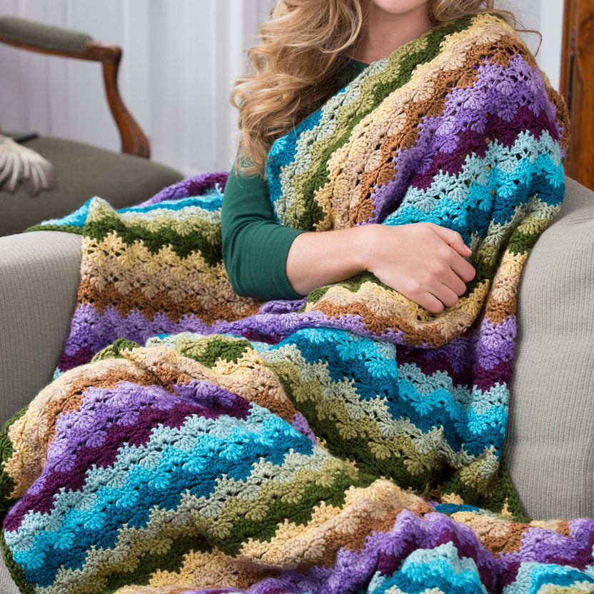Free Easy Red Heart Twilight Shells Throw Crochet Pattern | Yarnspirations