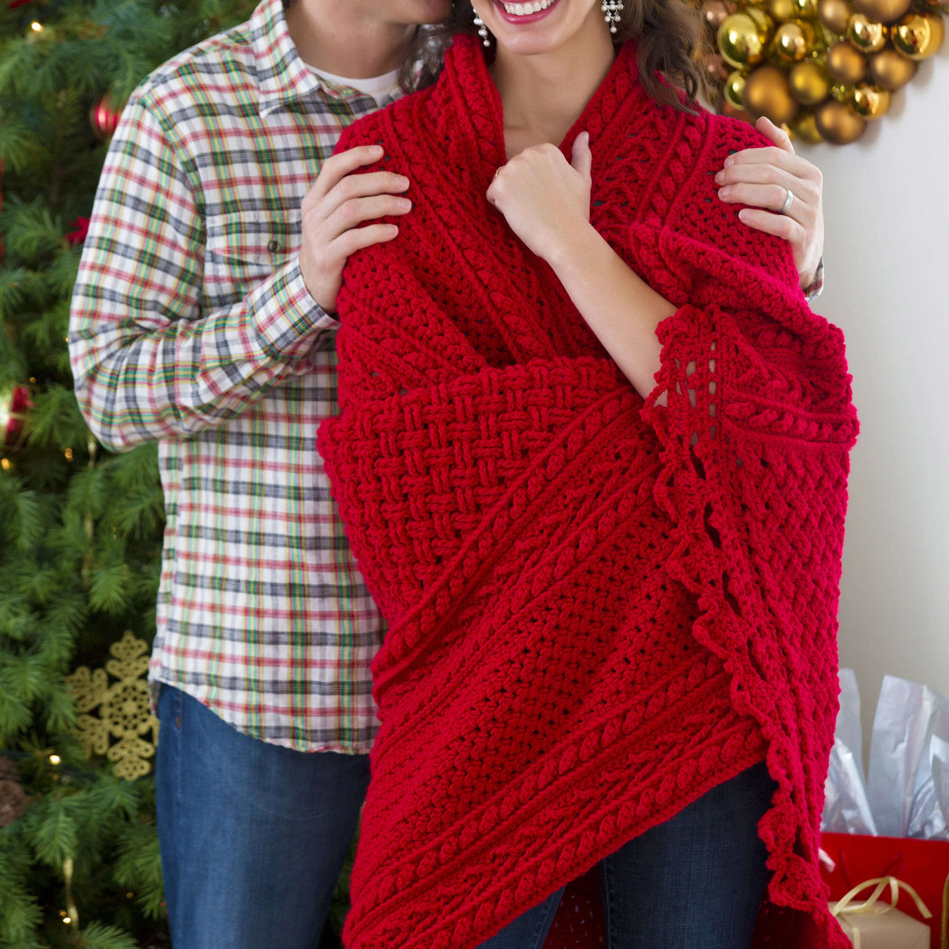 Free Red Heart Holiday Cables Throw Crochet Pattern | Yarnspirations