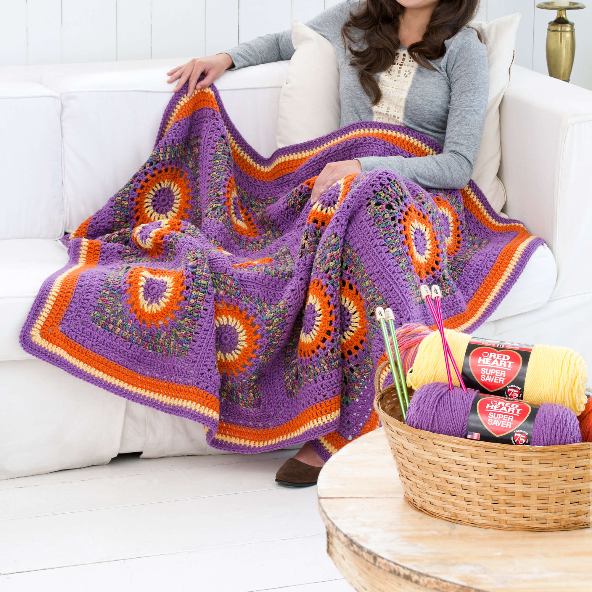 Free Red Heart Circles Throw Crochet Pattern | Yarnspirations