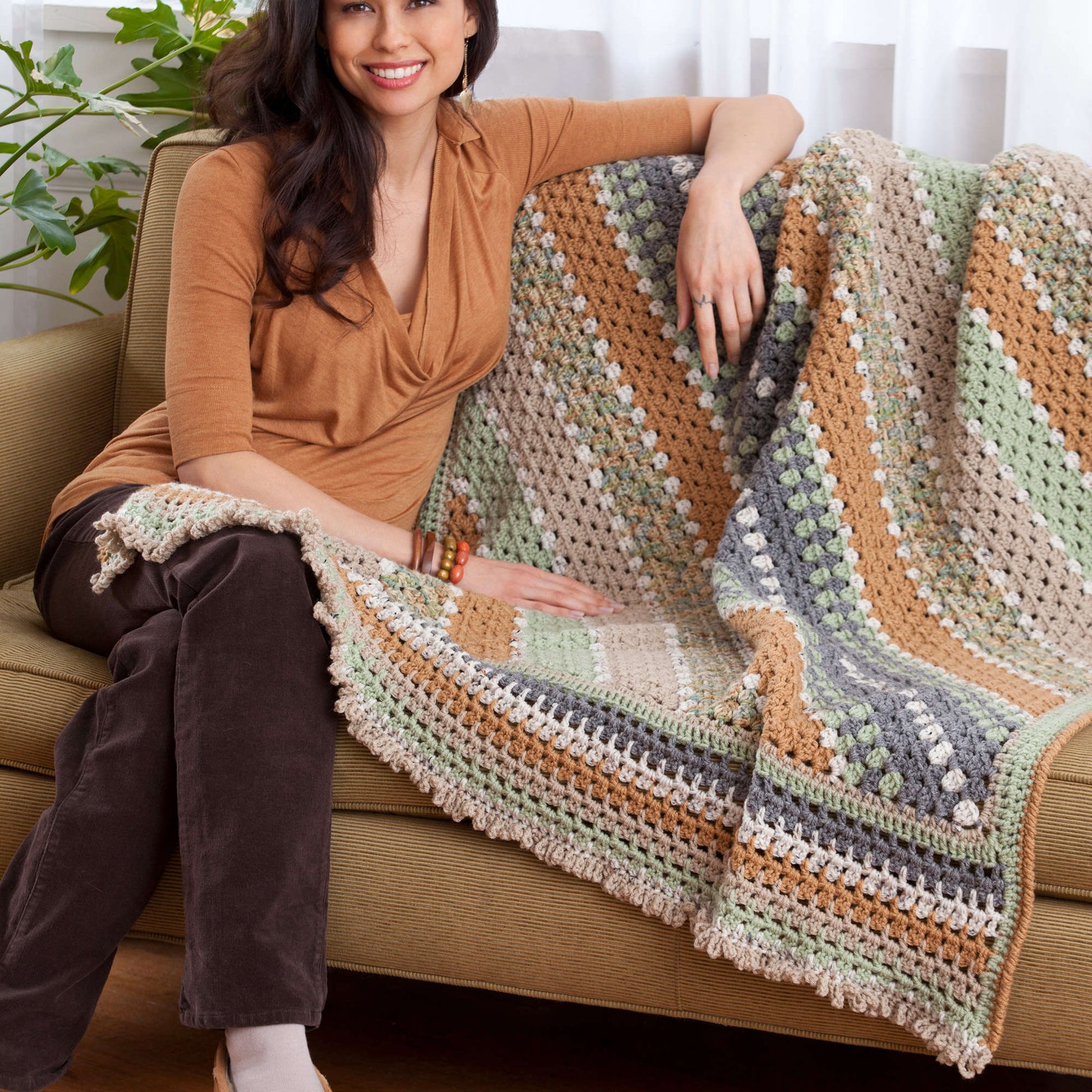 Free Easy Red Heart Stripes-A-Slant Throw Crochet Pattern | Yarnspirations