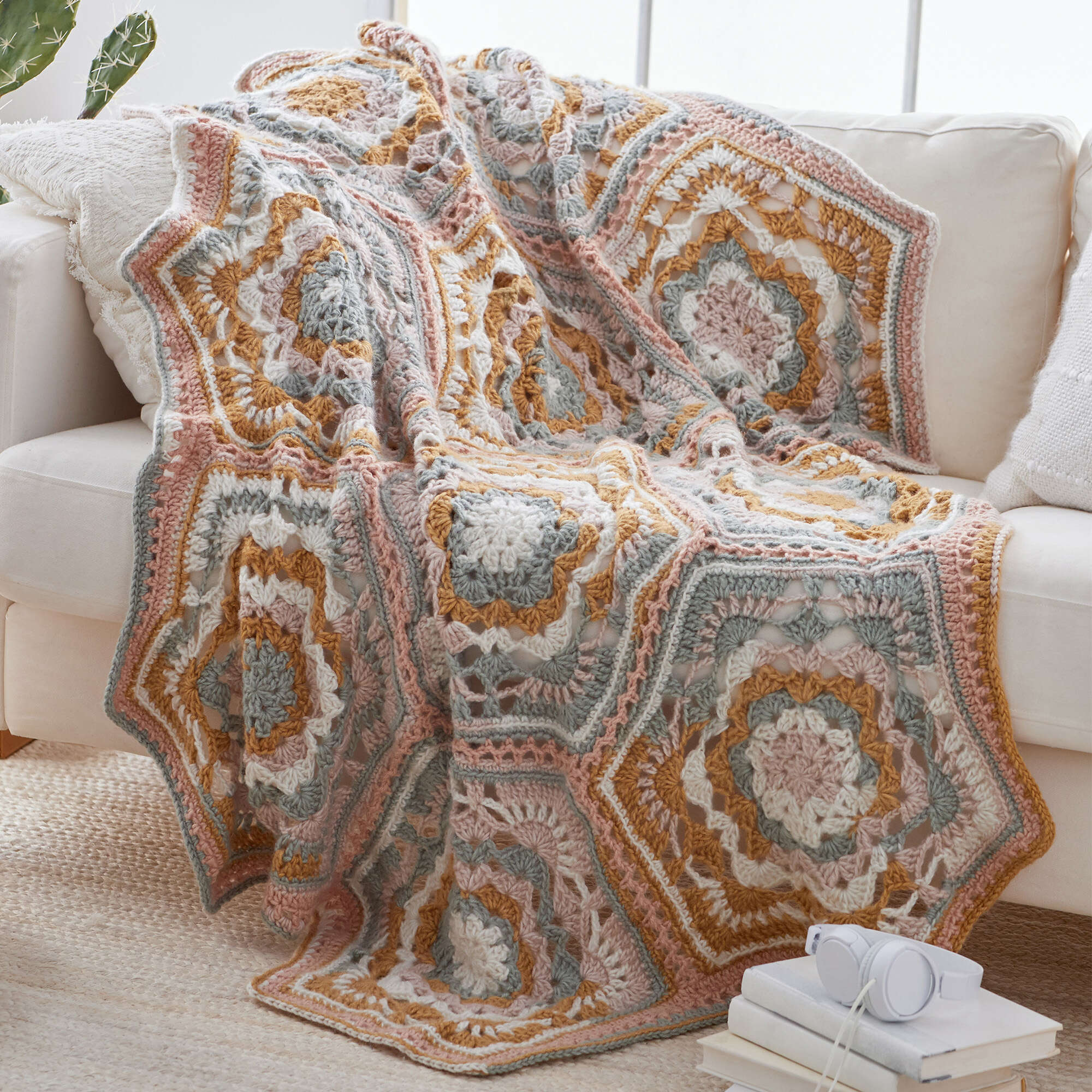 Free Red Heart Desert Dreams Throw Crochet Pattern | Yarnspirations