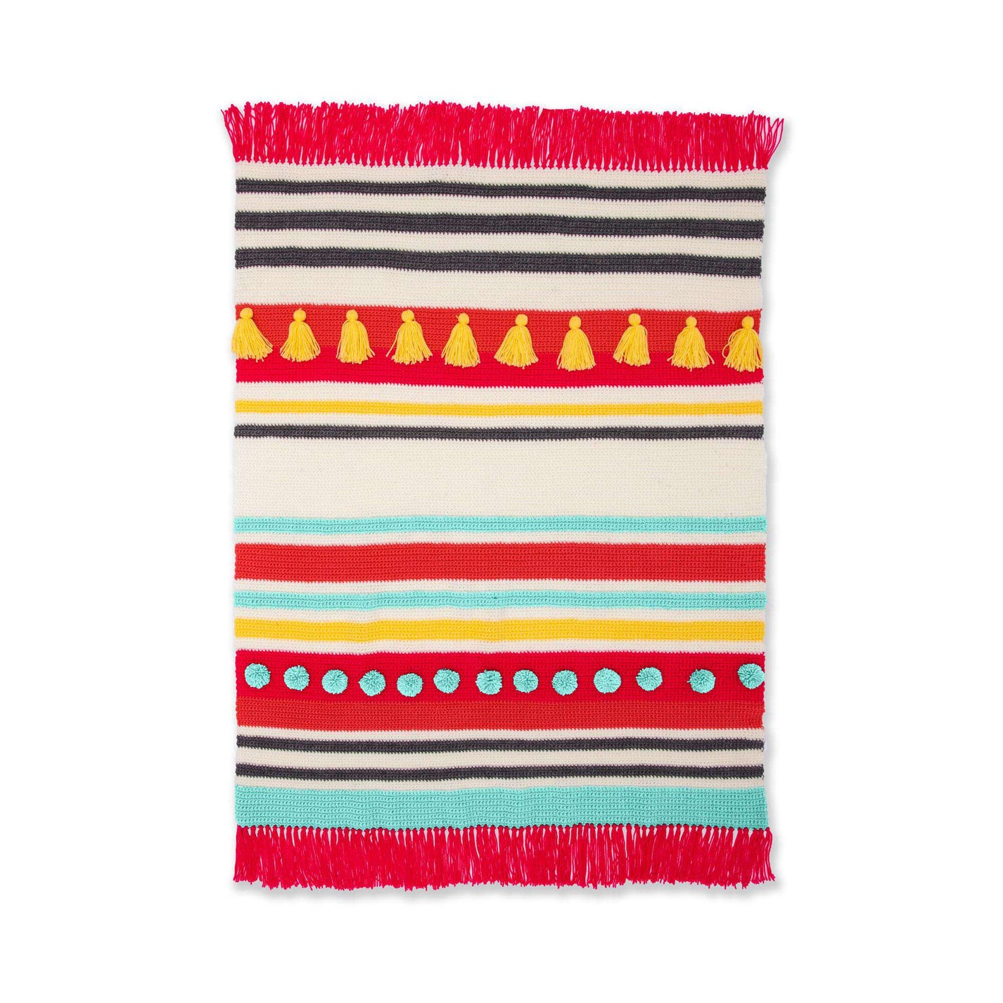 Free Easy Red Heart Mighty Stripey Blanket Crochet Pattern | Yarnspirations