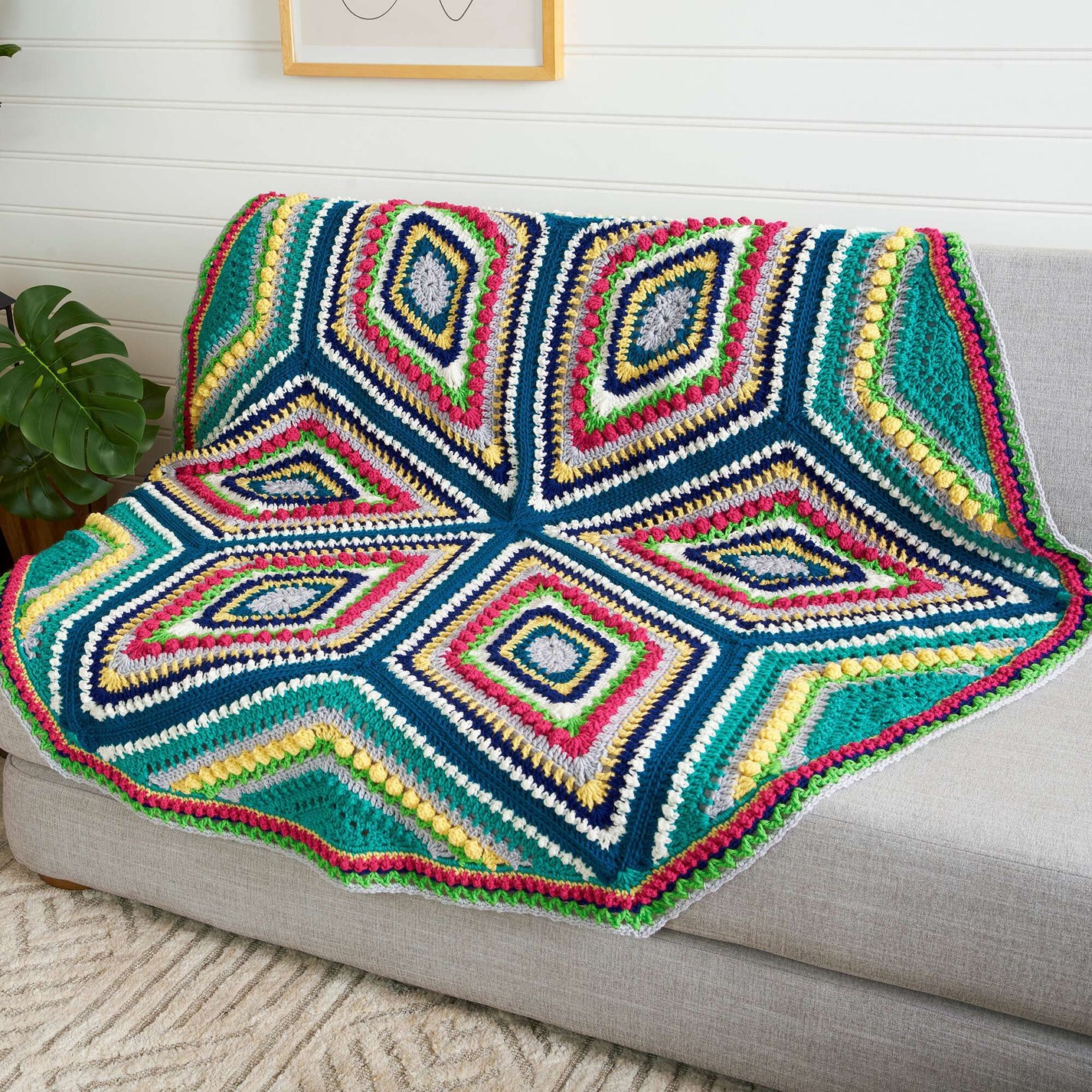 Free Red Heart Study of Geometry Afghan Crochet Pattern | Yarnspirations