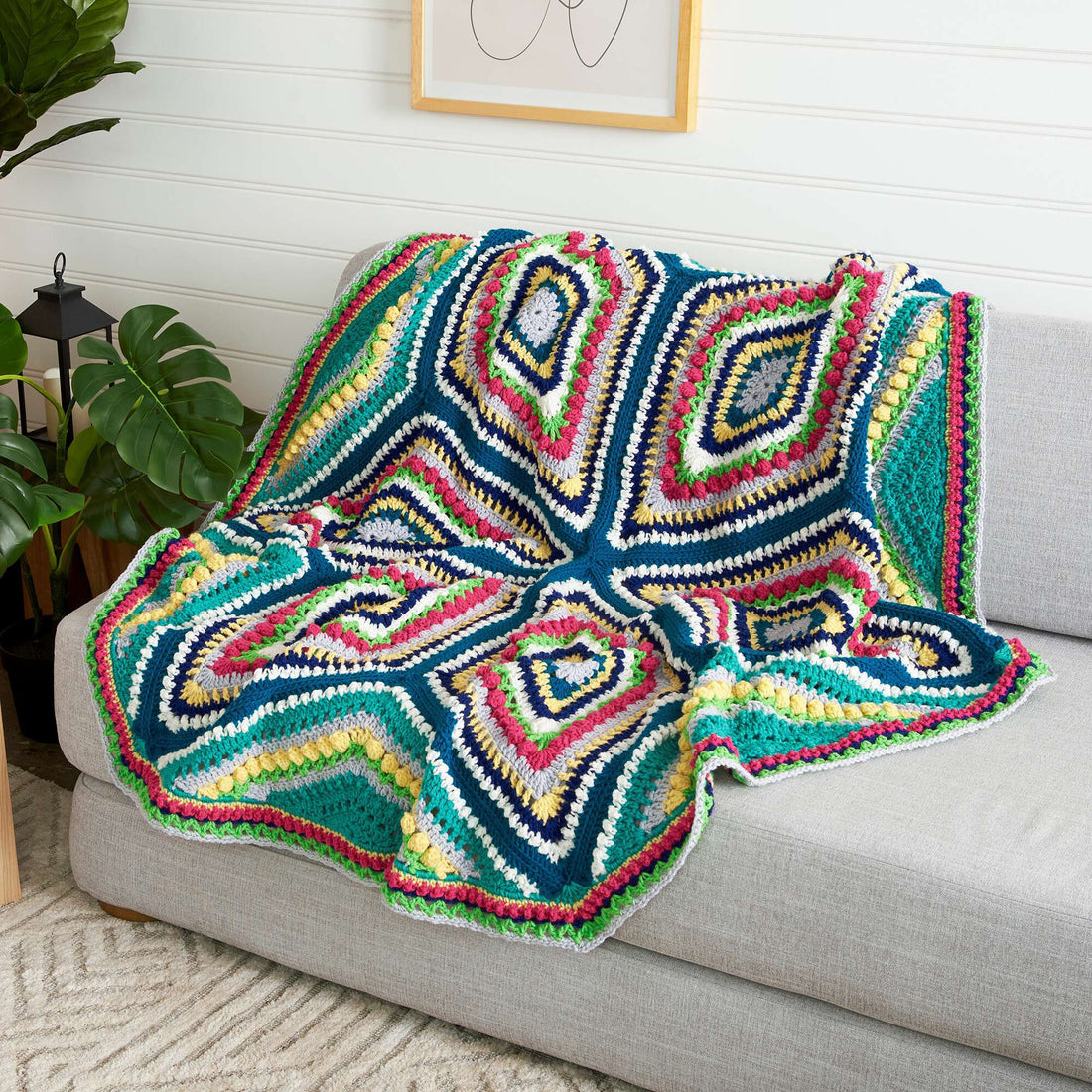 Free Red Heart Study of Geometry Afghan Crochet Pattern | Yarnspirations