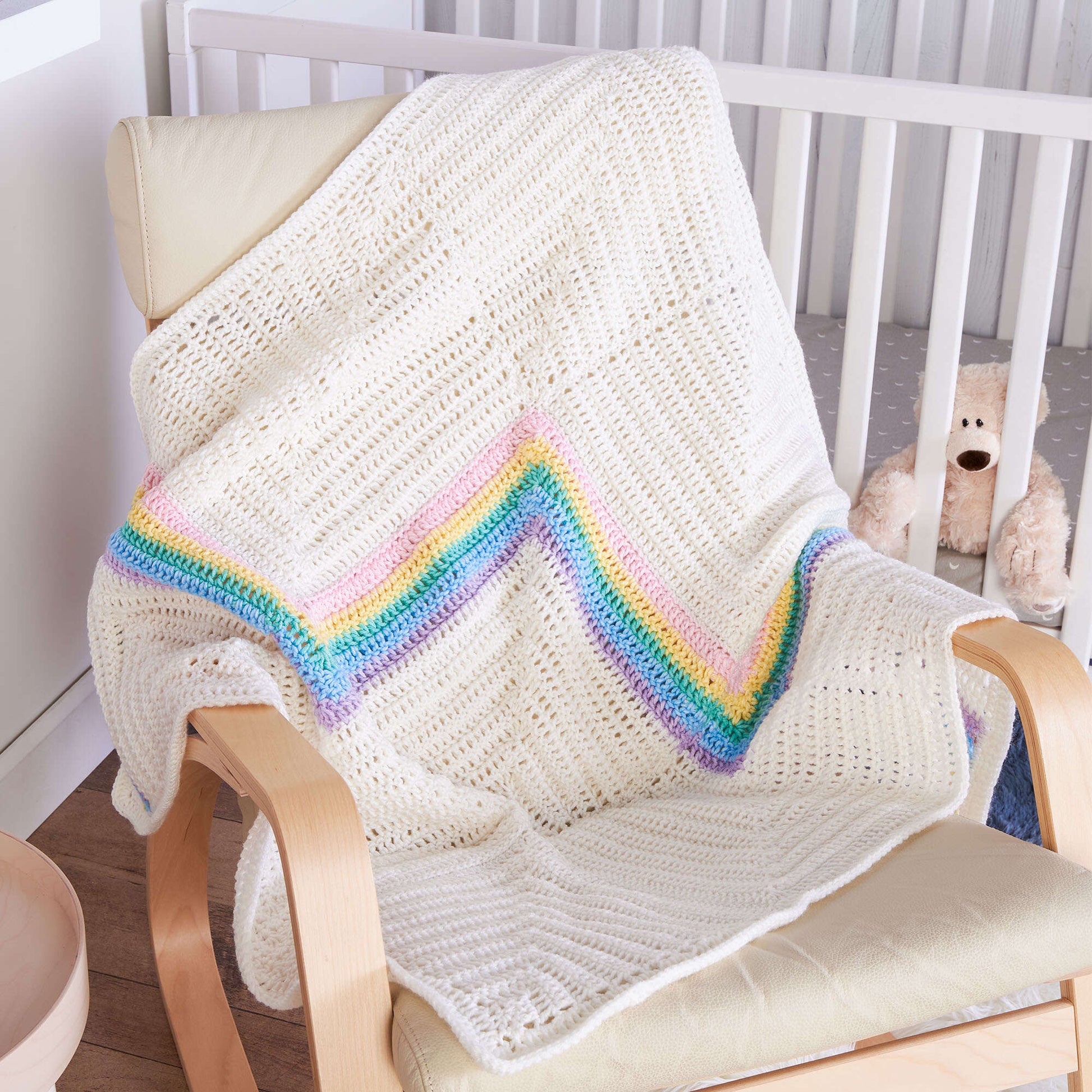 Free Easy Red Heart Rainbow Stripe Baby Blanket Crochet Pattern ...