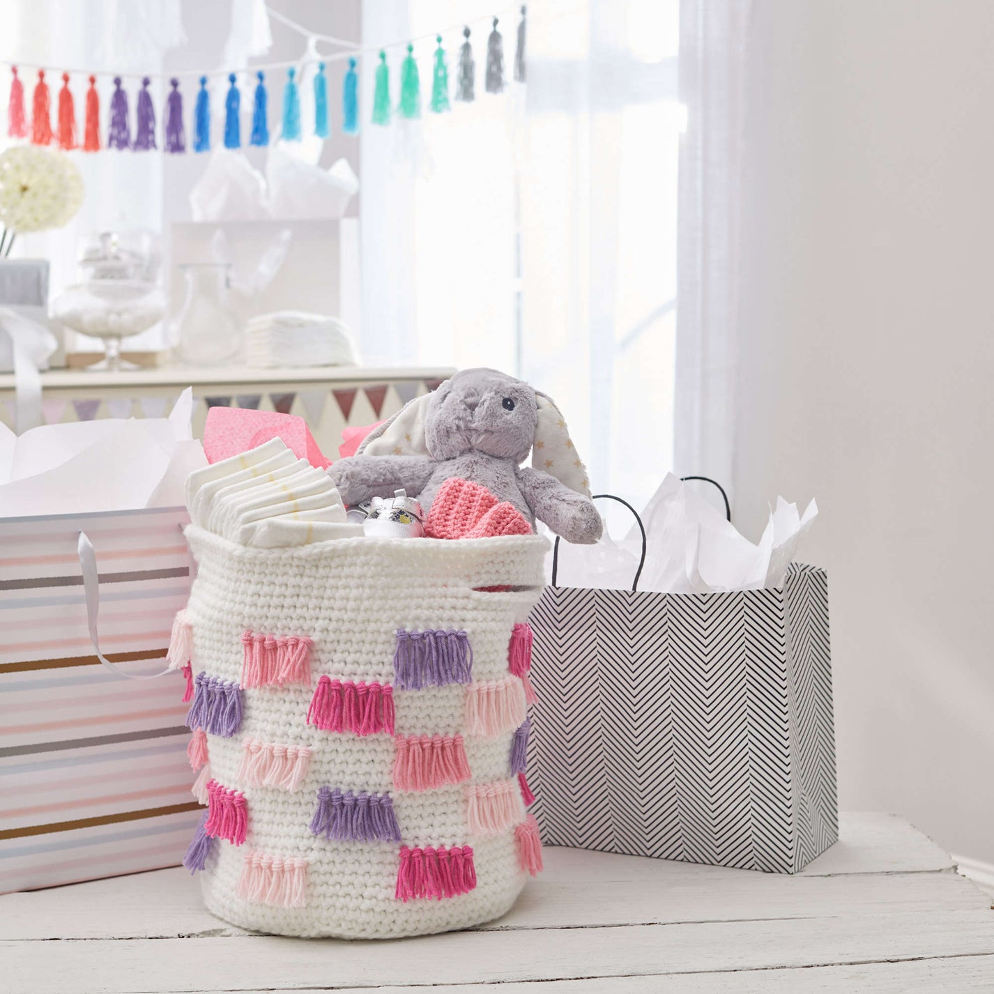 Red Heart Crochet Fringe Basket | Yarnspirations