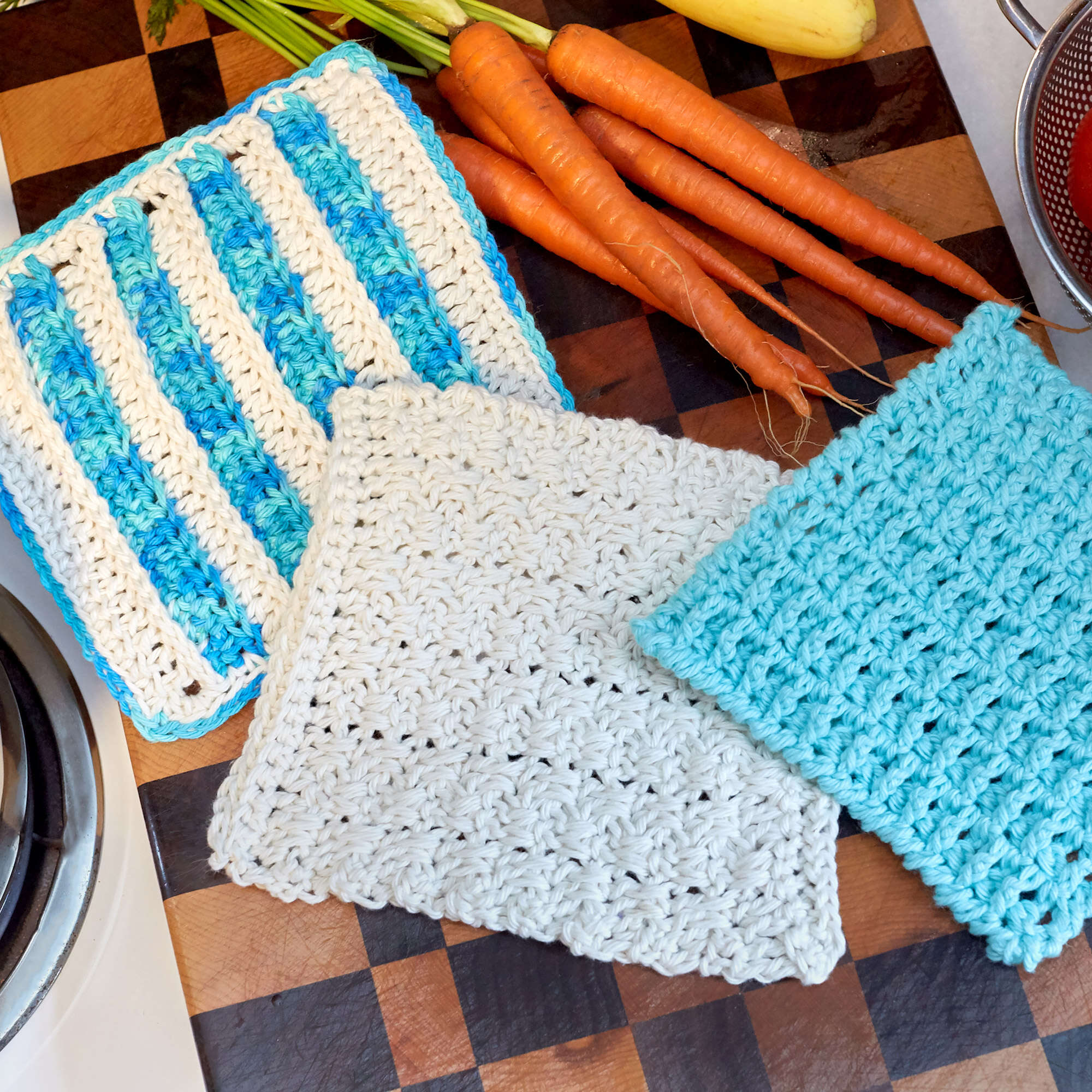 Free Easy Red Heart Textured Blocks Dishcloth Crochet Pattern ...