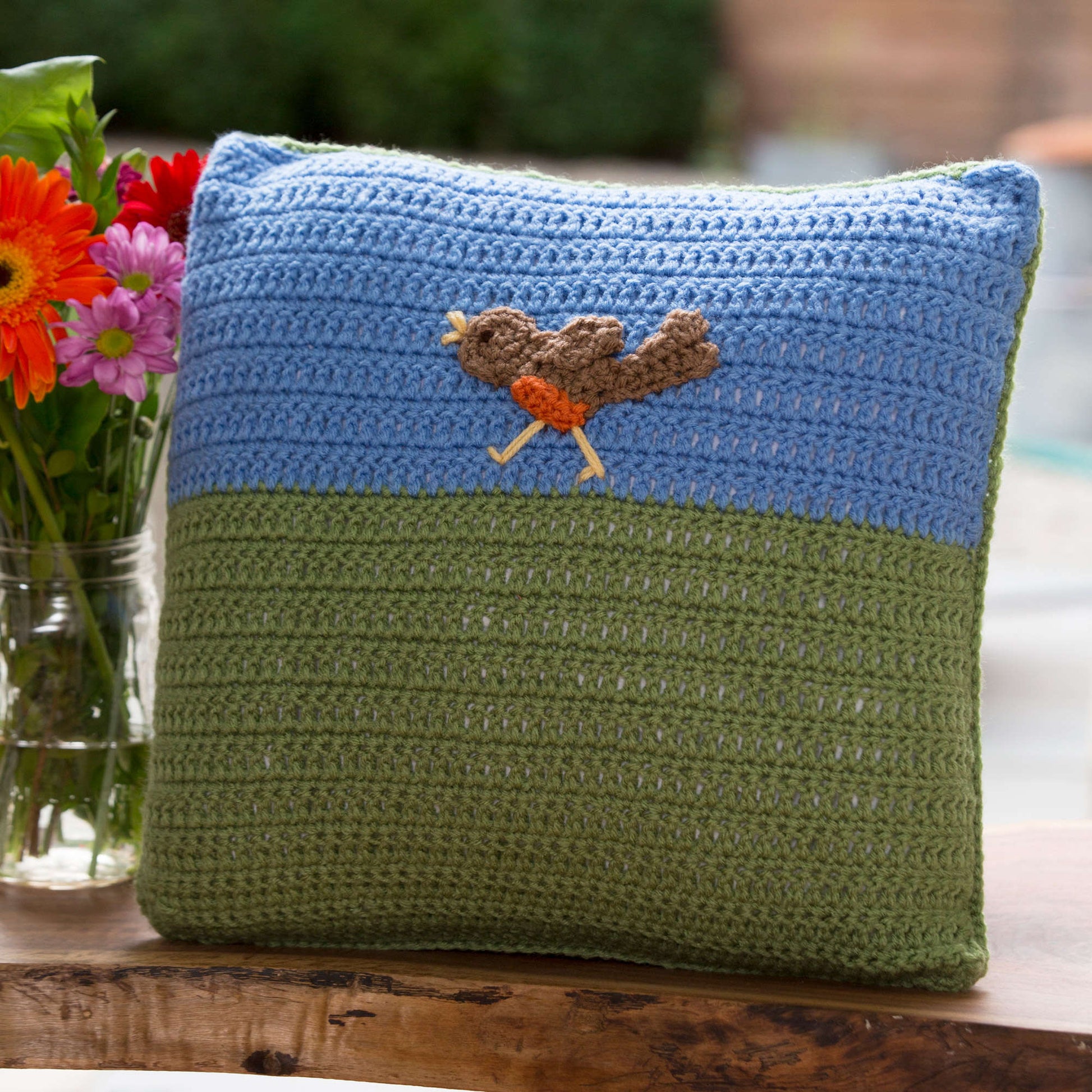 Free Easy Red Heart Spring Has Sprung Pillow Crochet Pattern ...