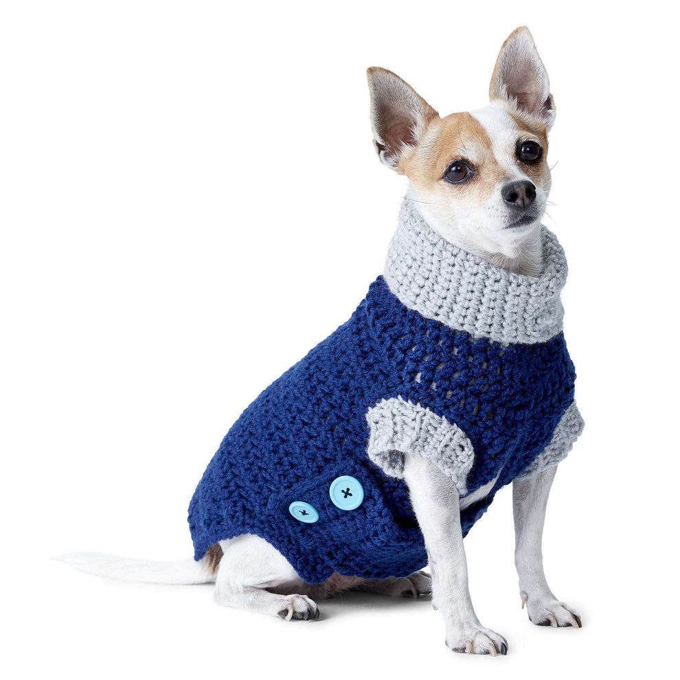 Free Easy Red Heart Cowl Neck Dog Coat Crochet Pattern | Yarnspirations