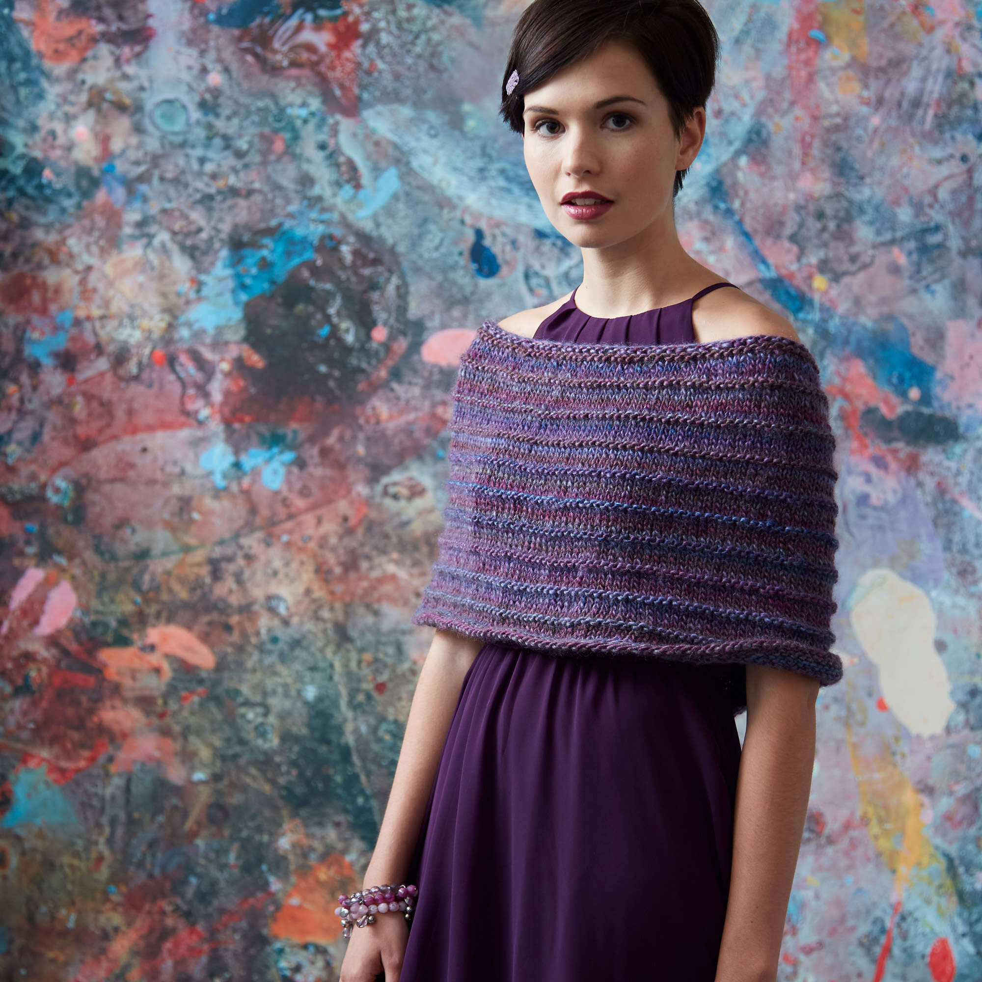 Free Easy Red Heart Sophisticated Shoulder Cozy Knitting Pattern ...