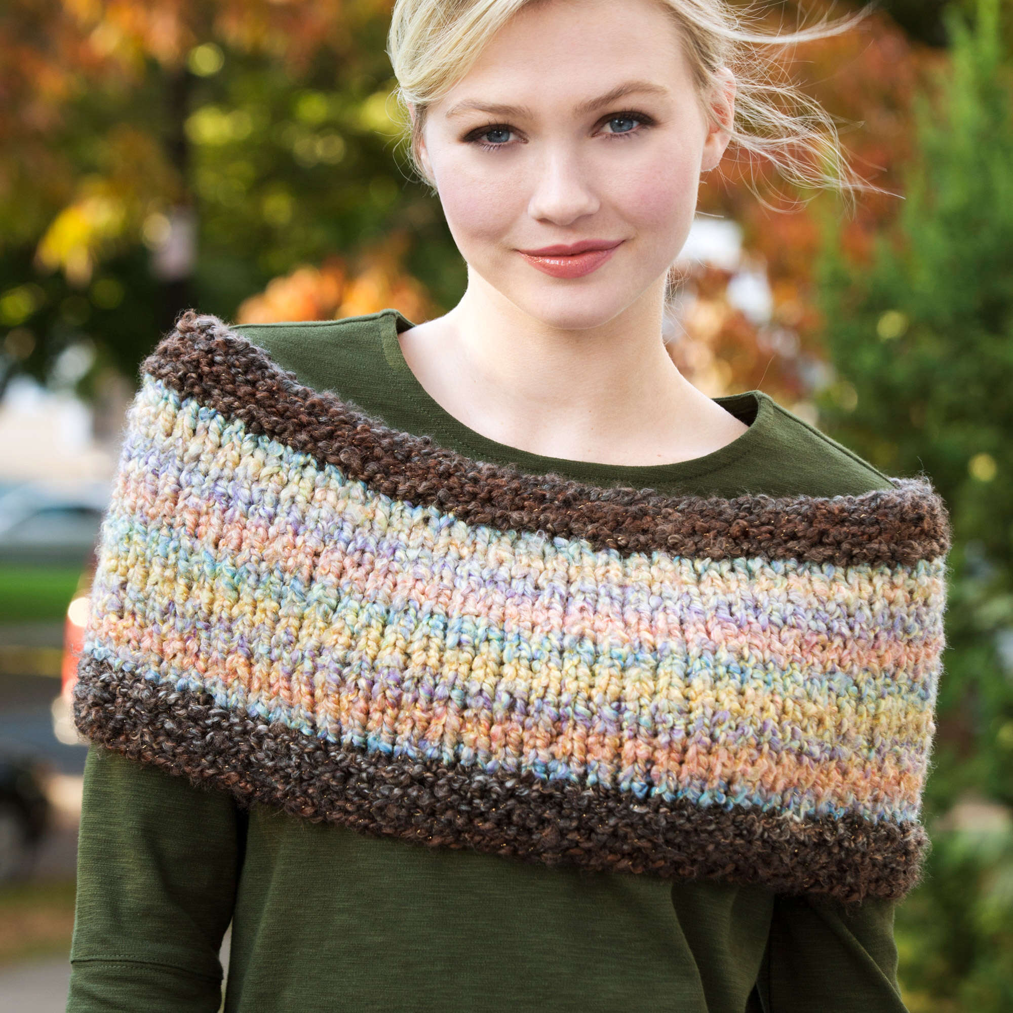 Free Easy Red Heart Warm Shoulder Cozy Knitting Pattern | Yarnspirations
