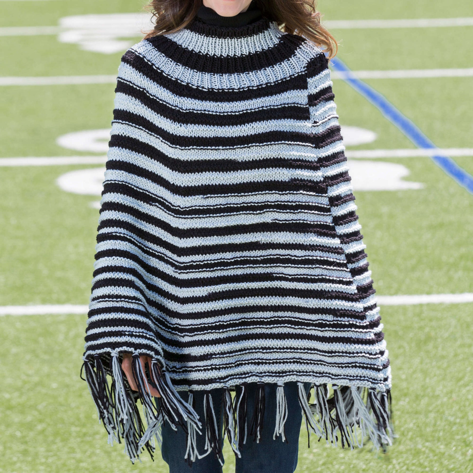 Free Easy Red Heart Game Ready Poncho Knitting Pattern | Yarnspirations